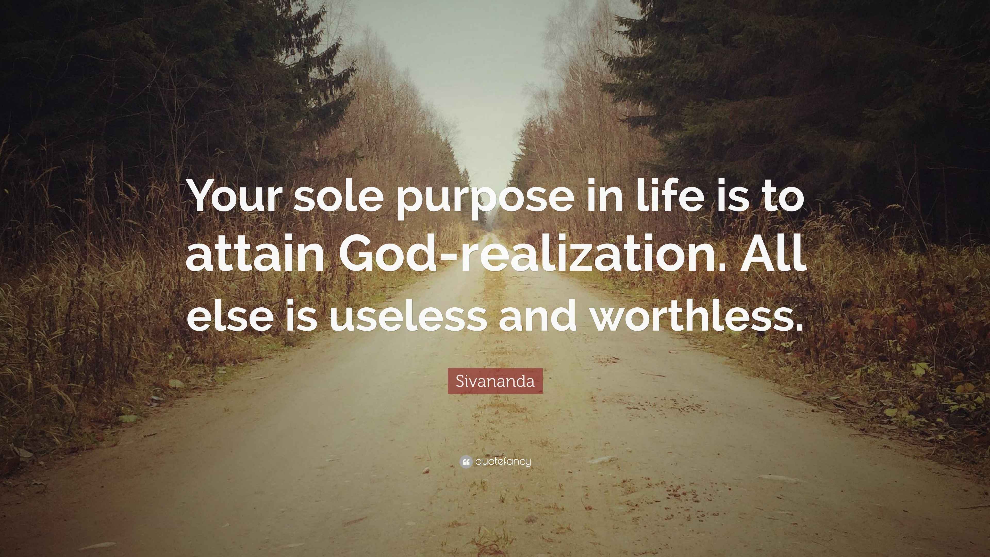 Sivananda Quote: “Your sole purpose in life is to attain God ...