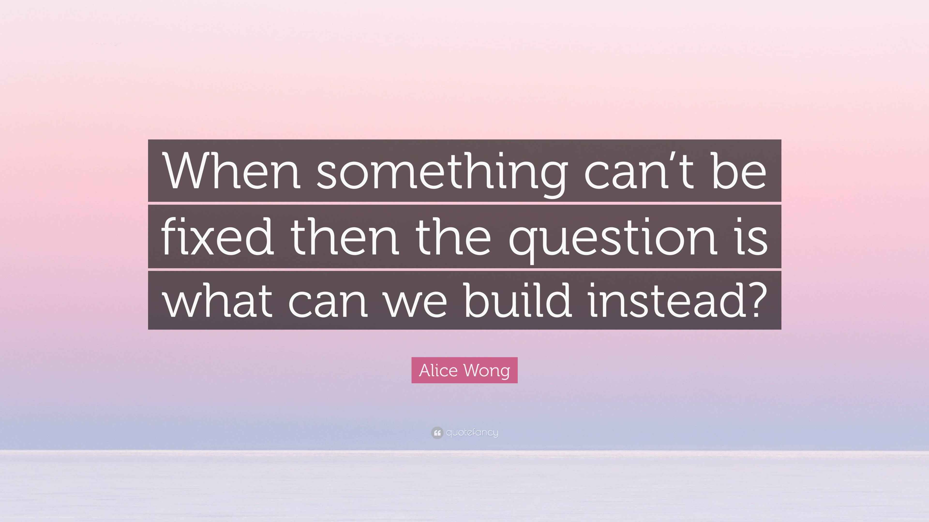 Alice Wong Quote: “When something can’t be fixed then the question is ...