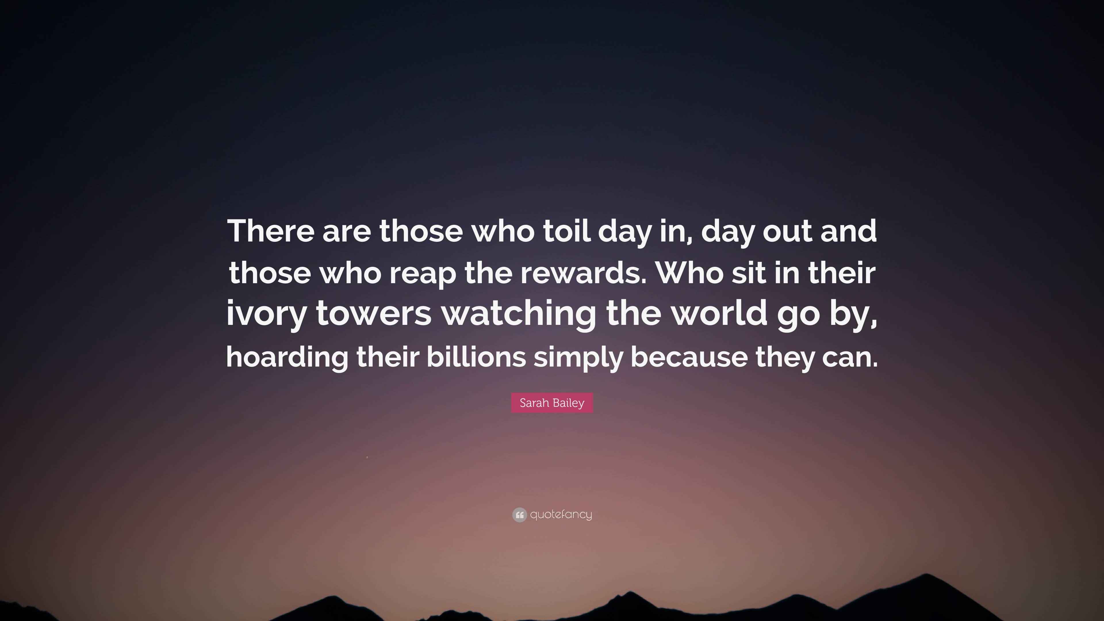 Sarah Bailey Quote: “There are those who toil day in, day out and those ...