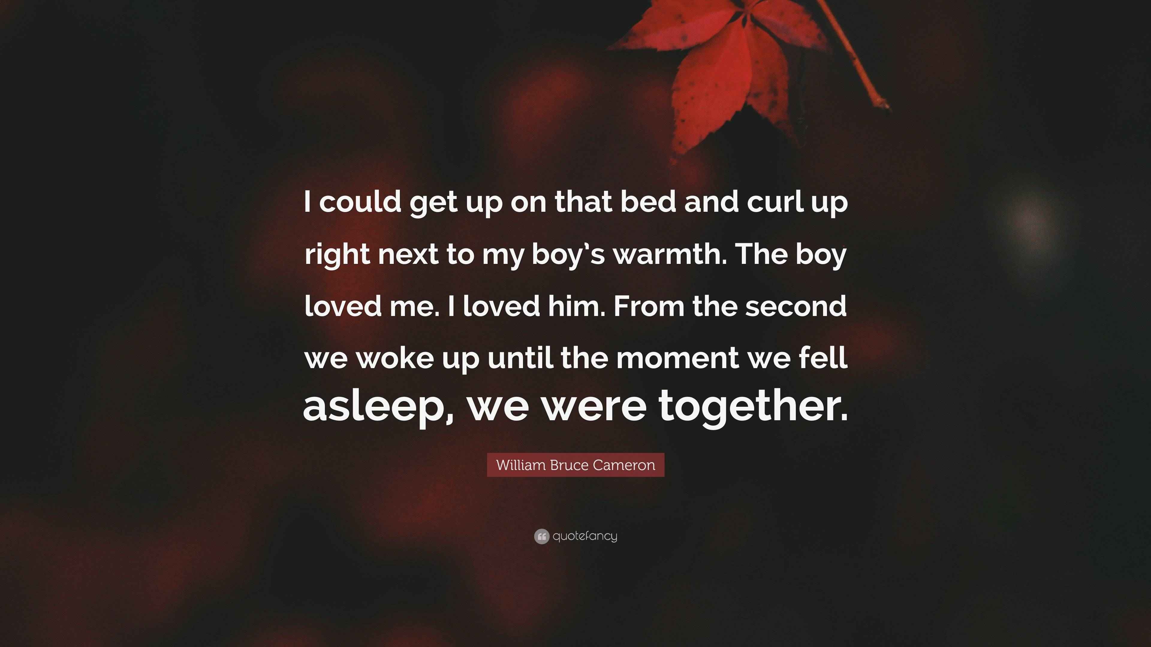 William Bruce Cameron Quote: “I could get up on that bed and curl up ...