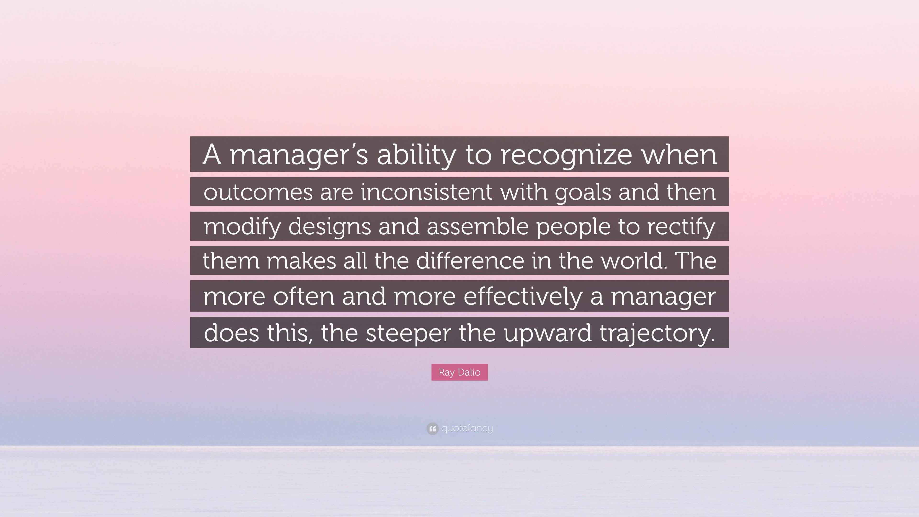 Ray Dalio Quote: “A manager’s ability to recognize when outcomes are ...