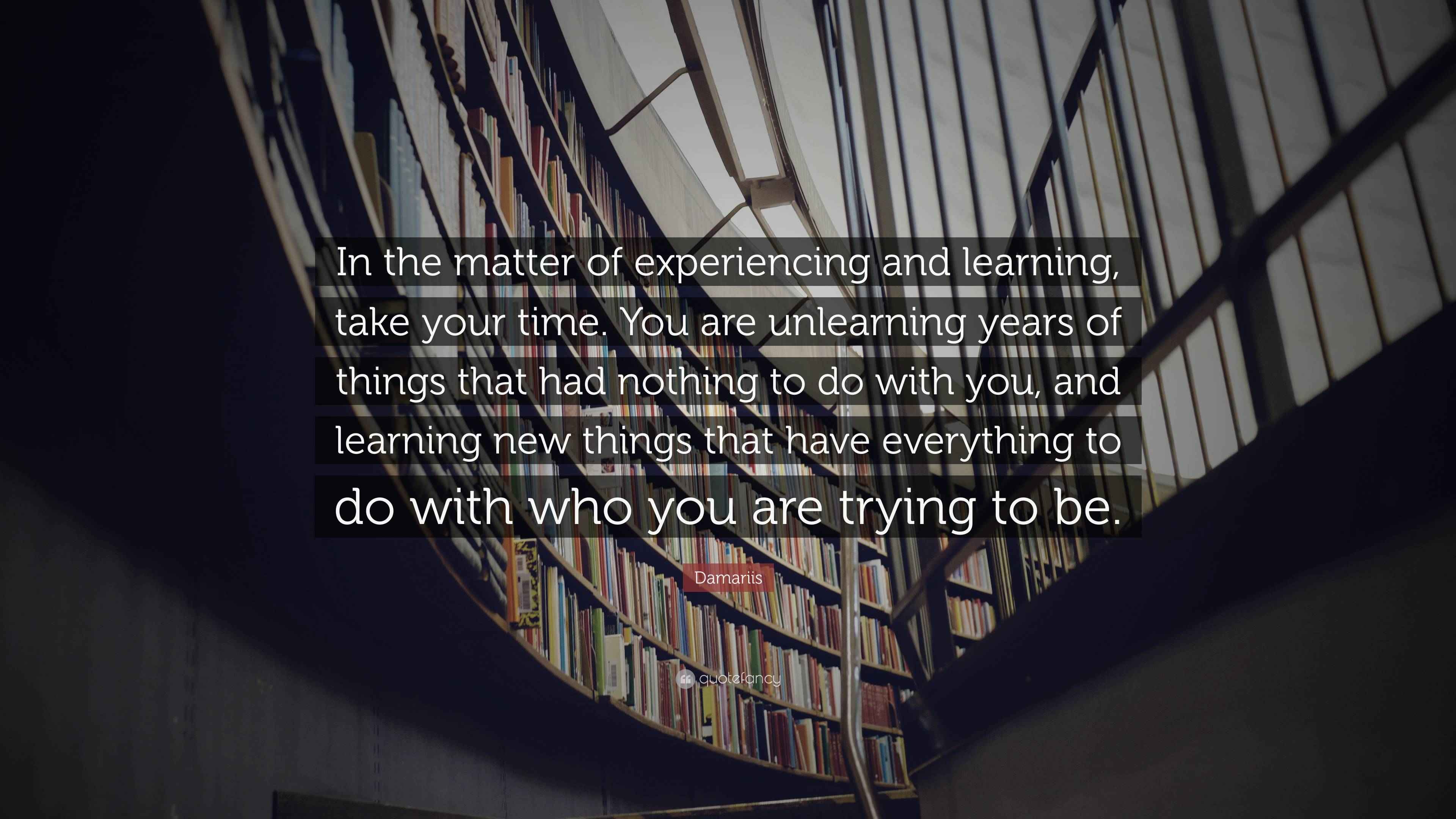 Damariis Quote: “In the matter of experiencing and learning, take your ...