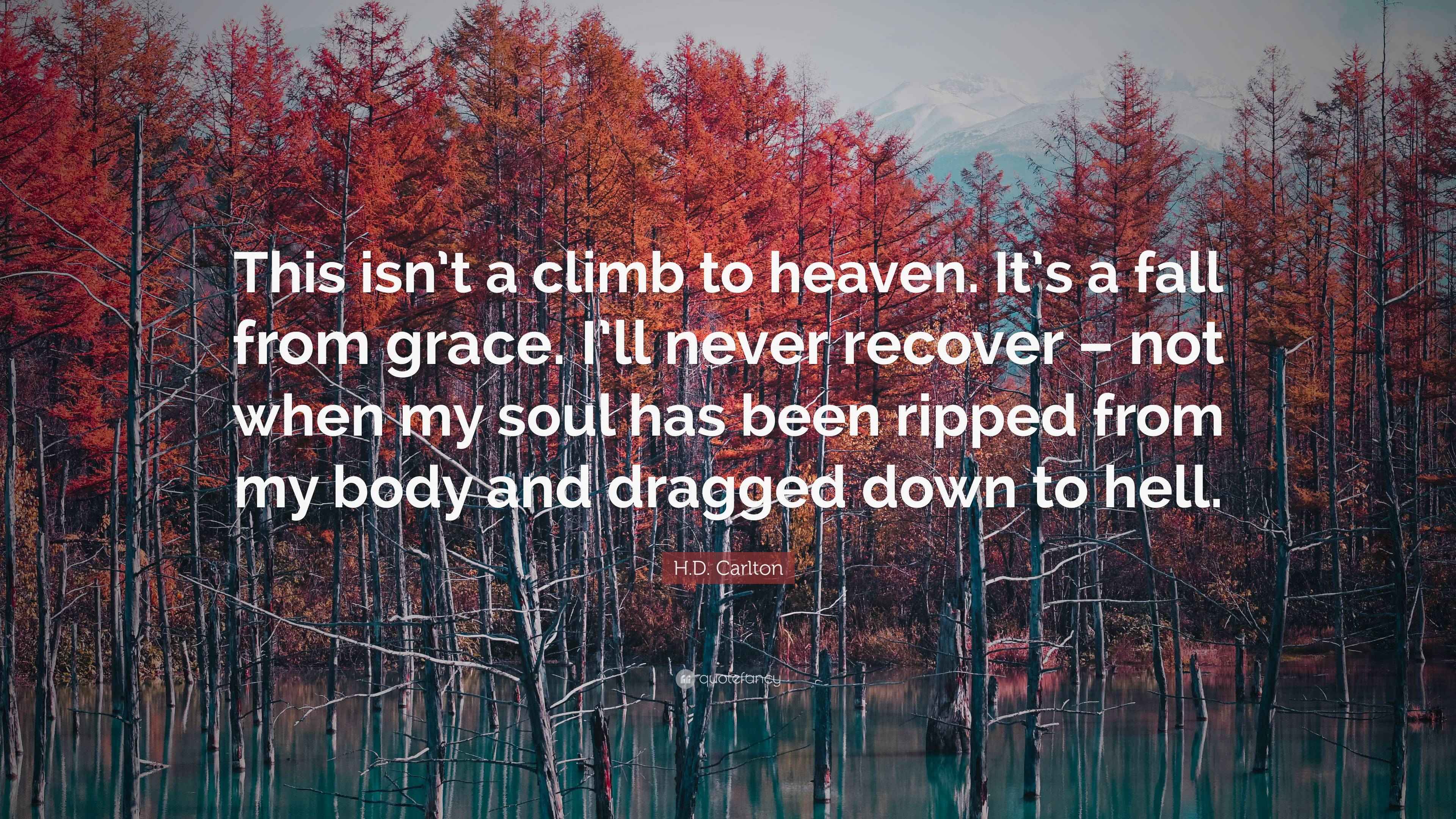 H.D. Carlton Quote: “This isn’t a climb to heaven. It’s a fall from grace. I’ll never recover ...