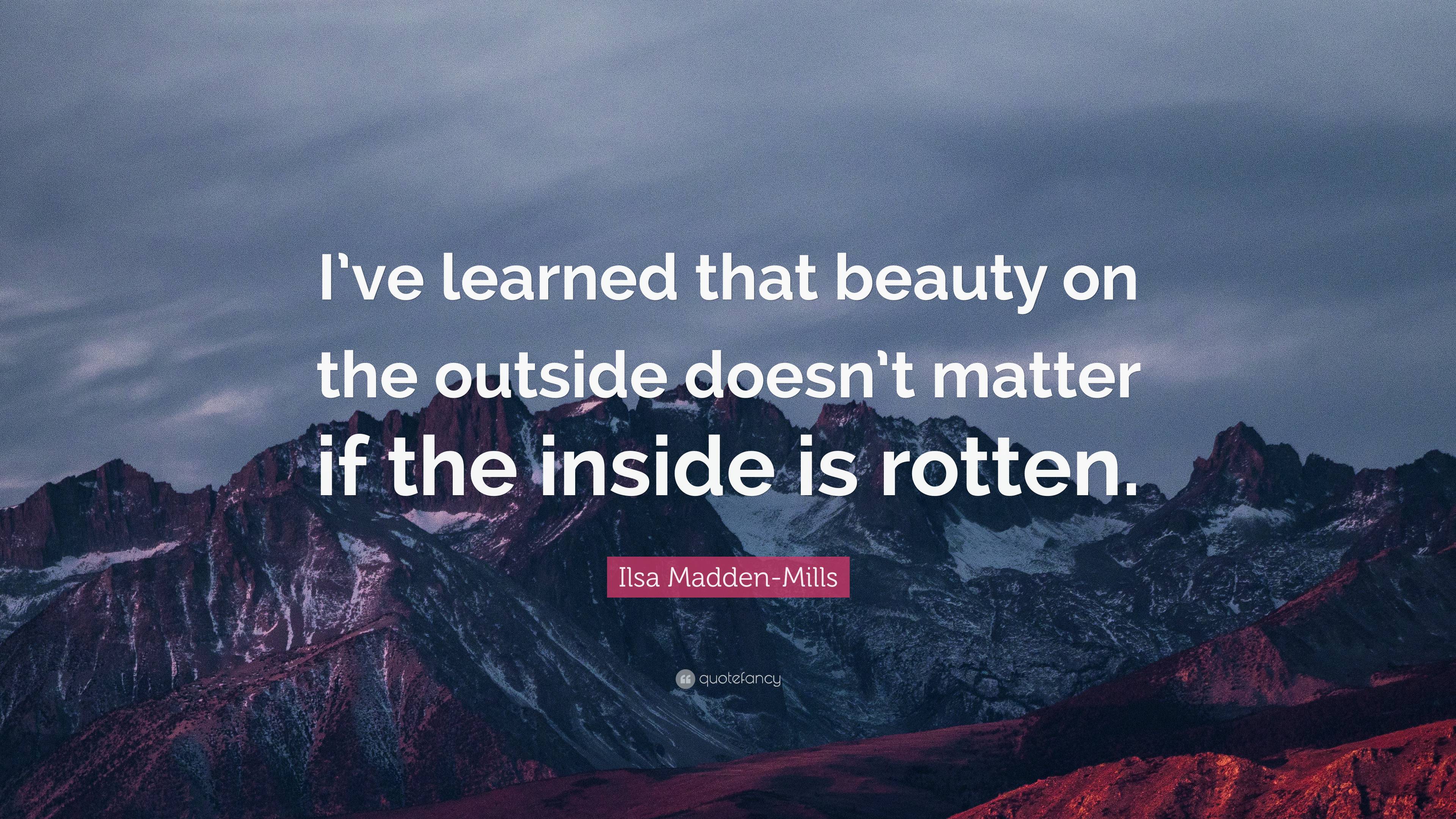Ilsa Madden-Mills Quote: “I’ve learned that beauty on the outside doesn ...