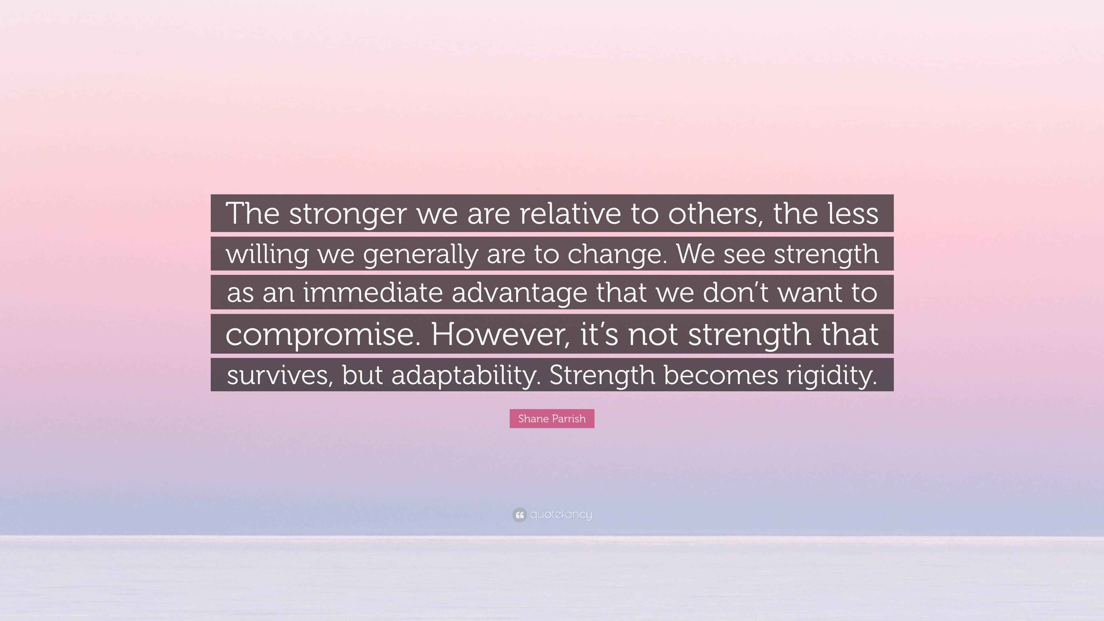 Shane Parrish Quote: “The stronger we are relative to others, the less ...
