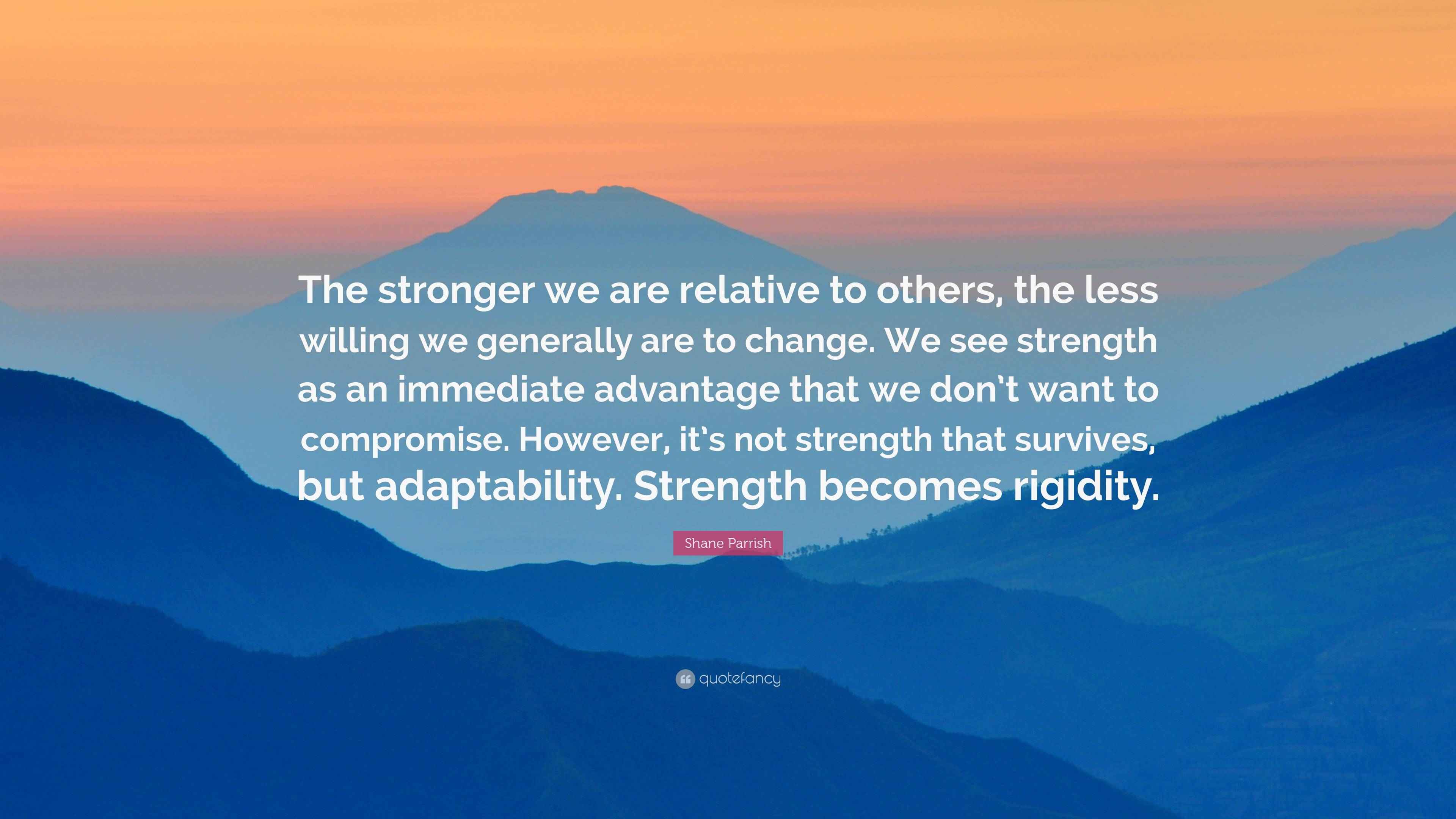 Shane Parrish Quote: “The stronger we are relative to others, the less ...