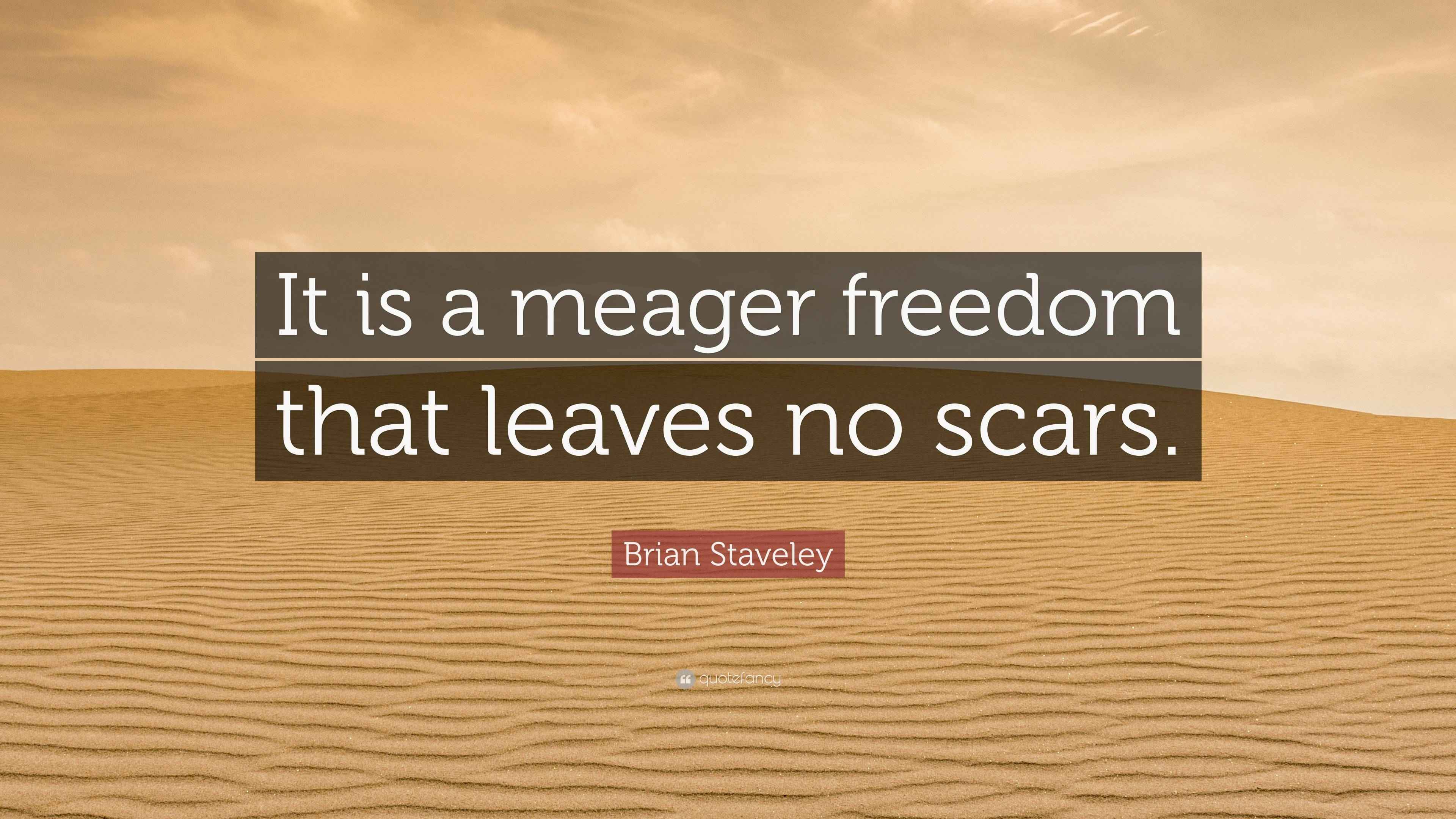 Brian Staveley Quote: “It is a meager freedom that leaves no scars.”
