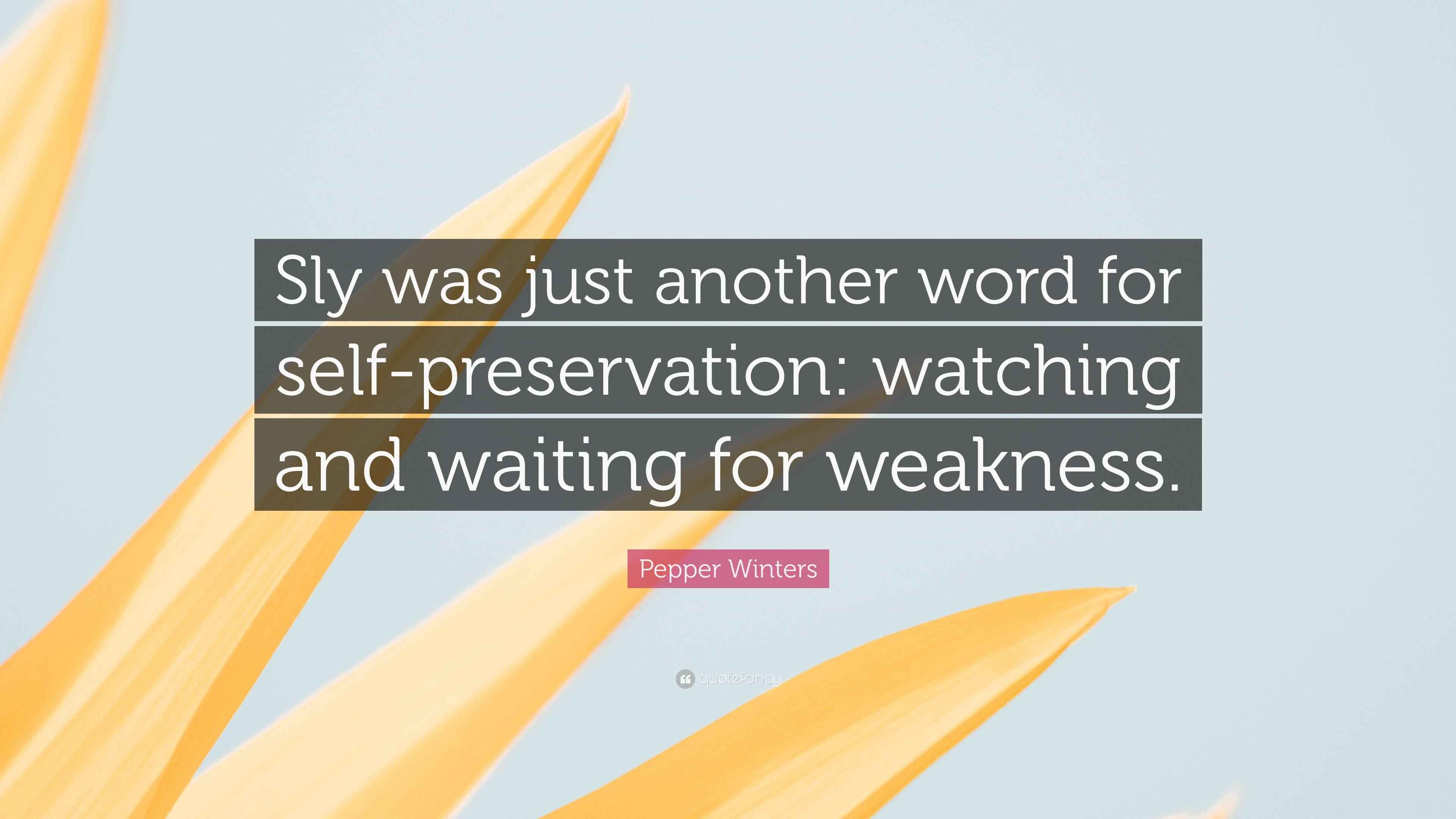 Pepper Winters Quote: “Sly was just another word for self-preservation ...