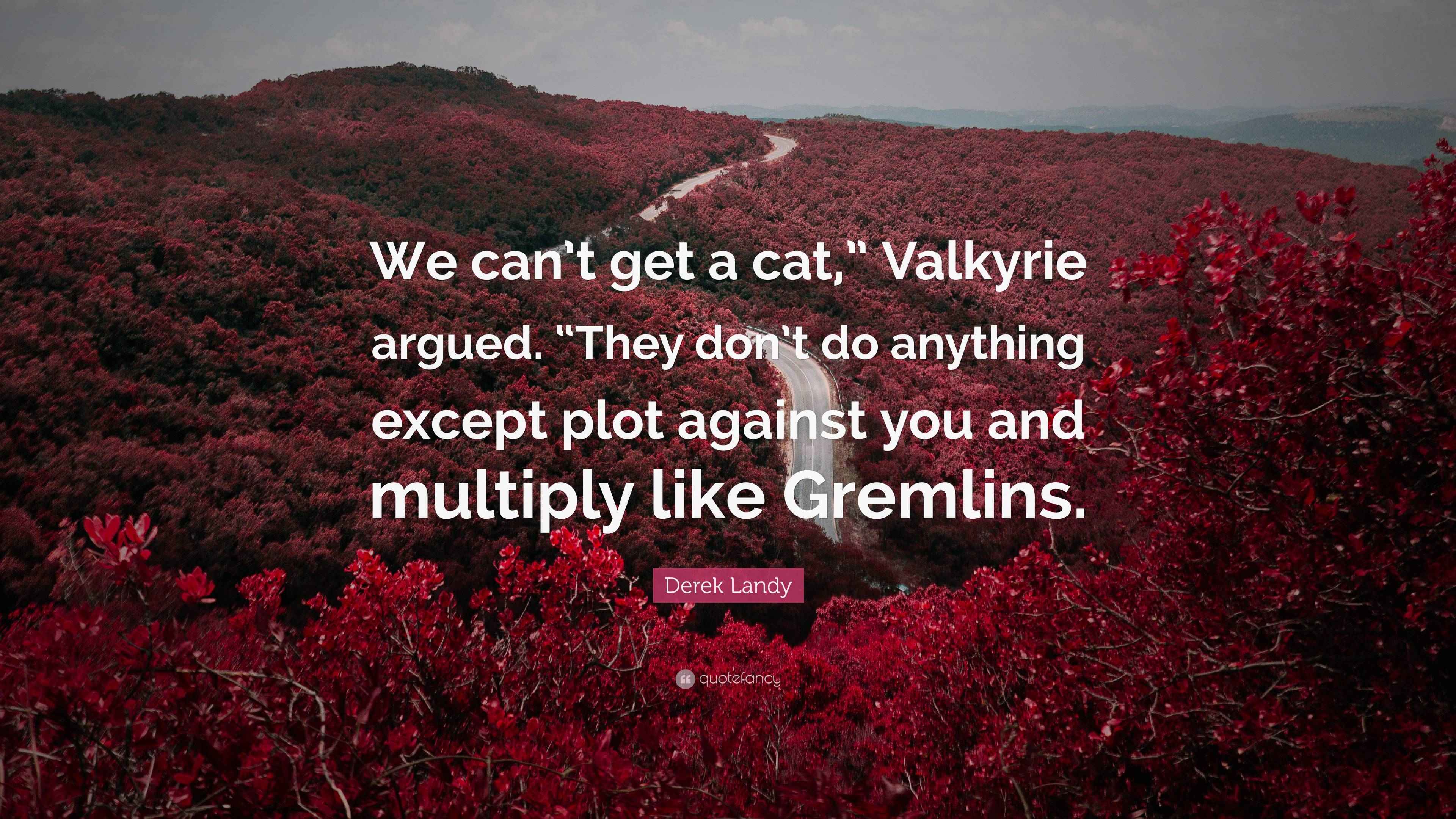 Derek Landy Quote: “We can’t get a cat,” Valkyrie argued. “They don’t ...
