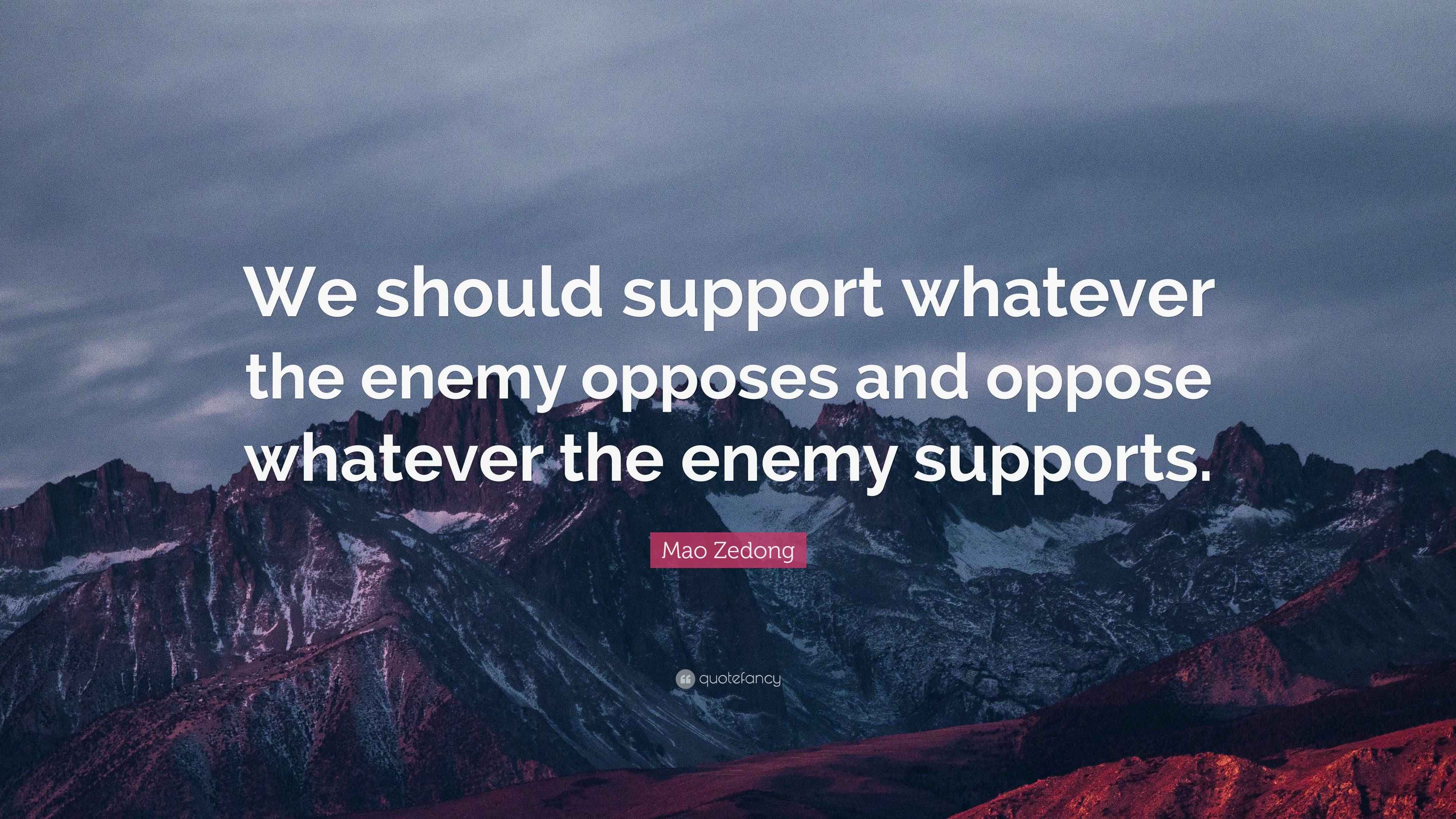 Mao Zedong Quote: “We should support whatever the enemy opposes and ...