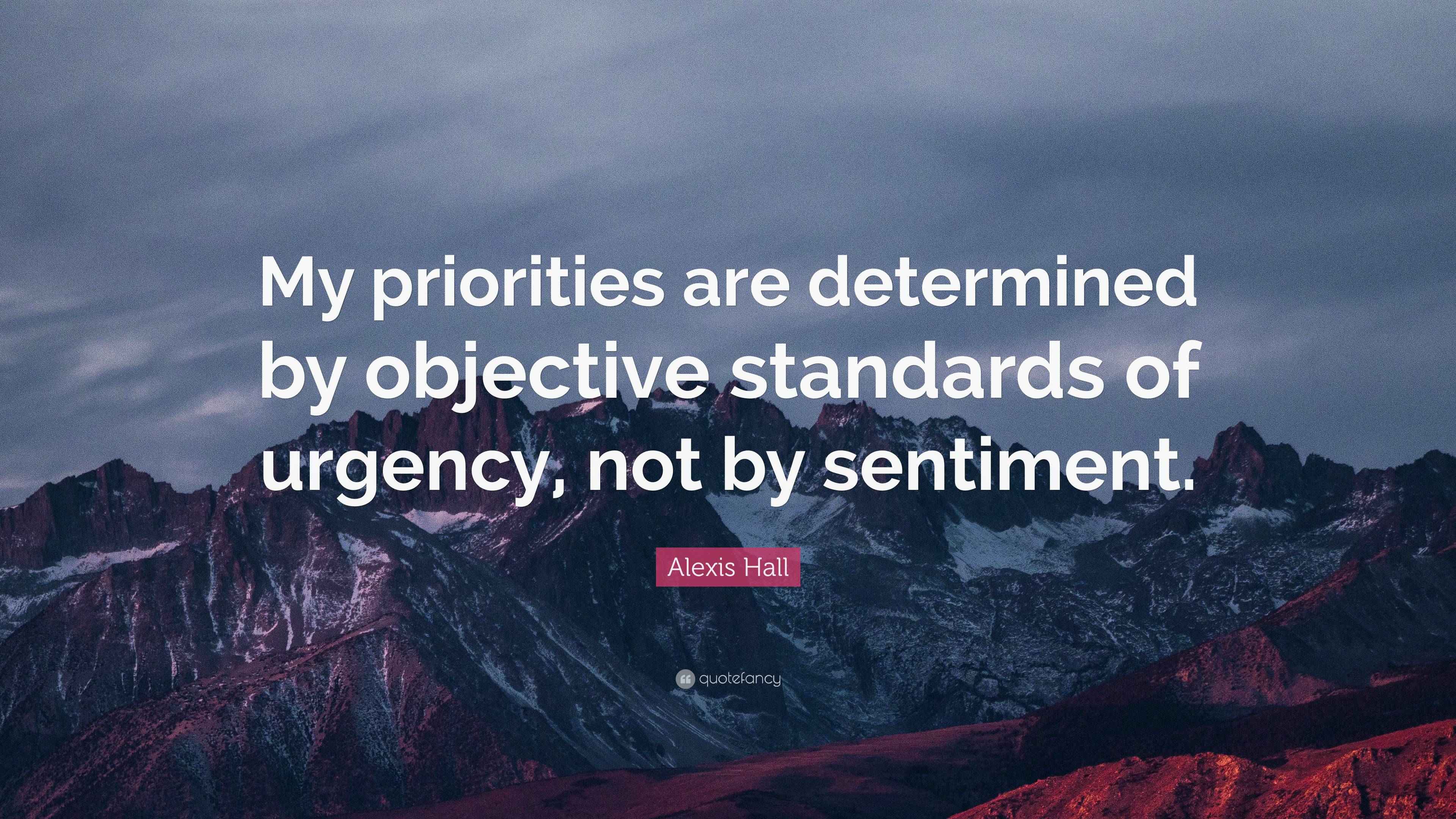 Alexis Hall Quote: “My priorities are determined by objective standards ...