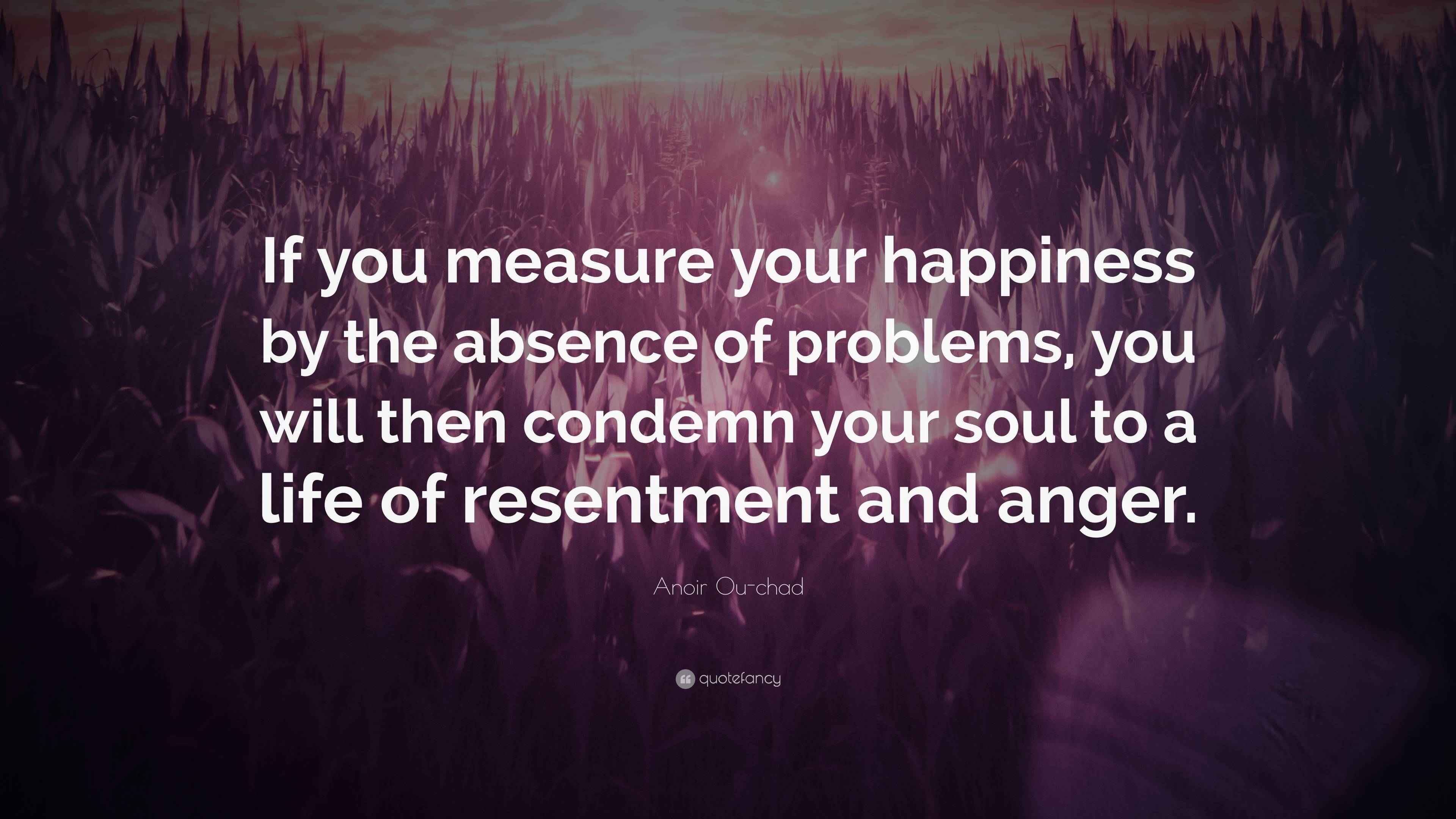 Anoir Ou-chad Quote: “If you measure your happiness by the absence of ...