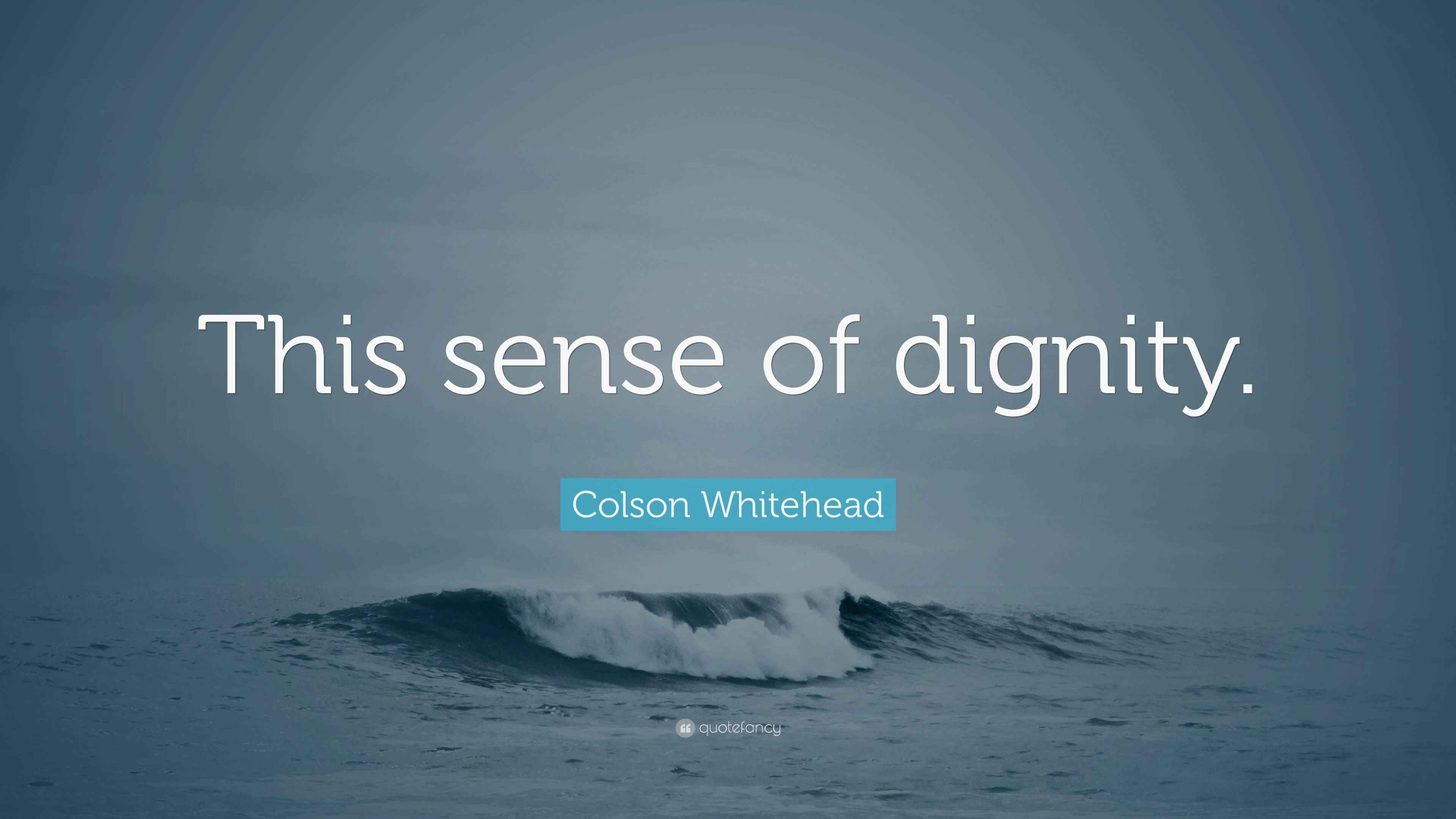 Colson Whitehead Quote: “This sense of dignity.”
