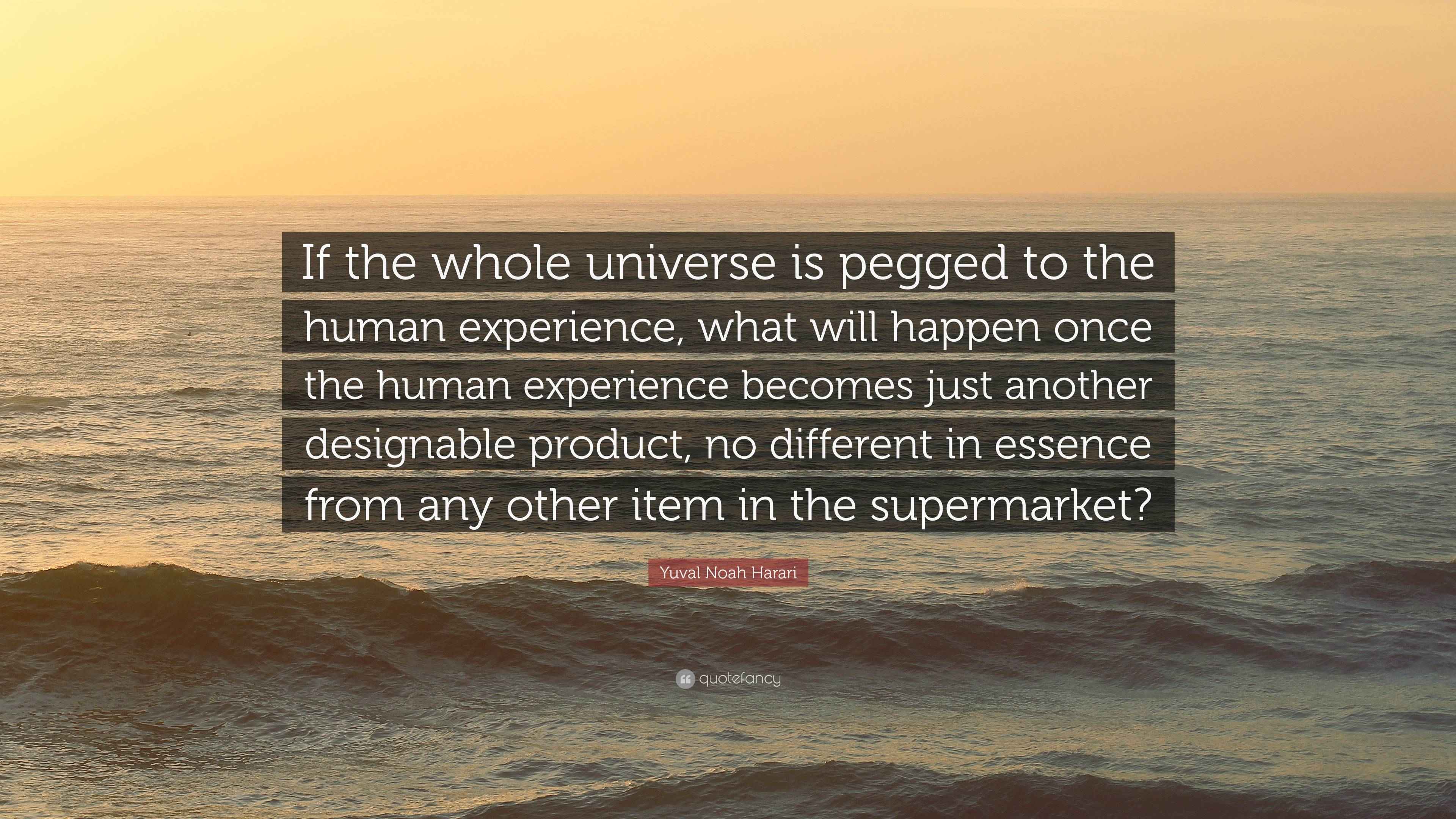 Yuval Noah Harari Quote: “If the whole universe is pegged to the human ...