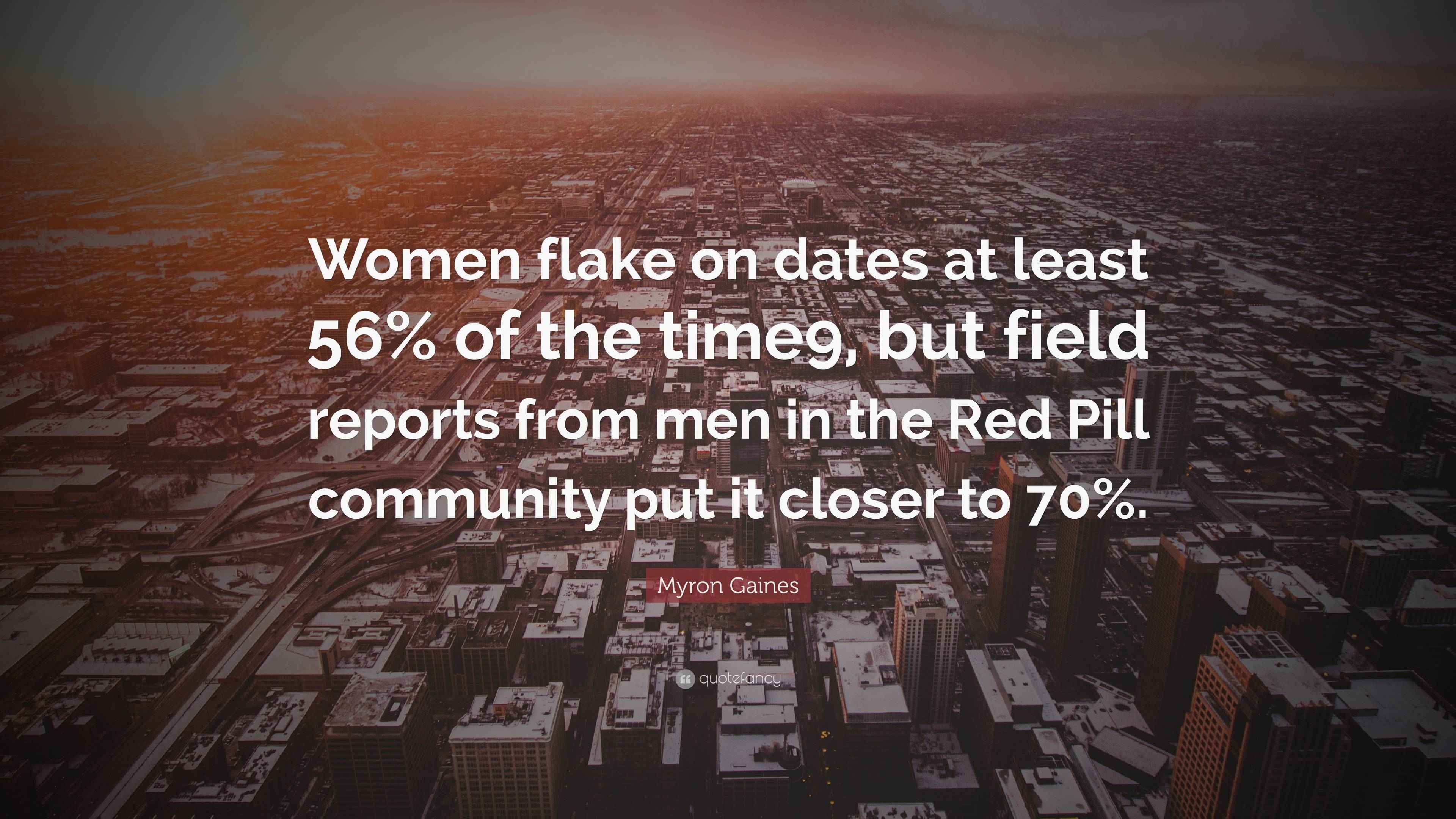 Myron Gaines Quote: “Women flake on dates at least 56% of the time9 ...