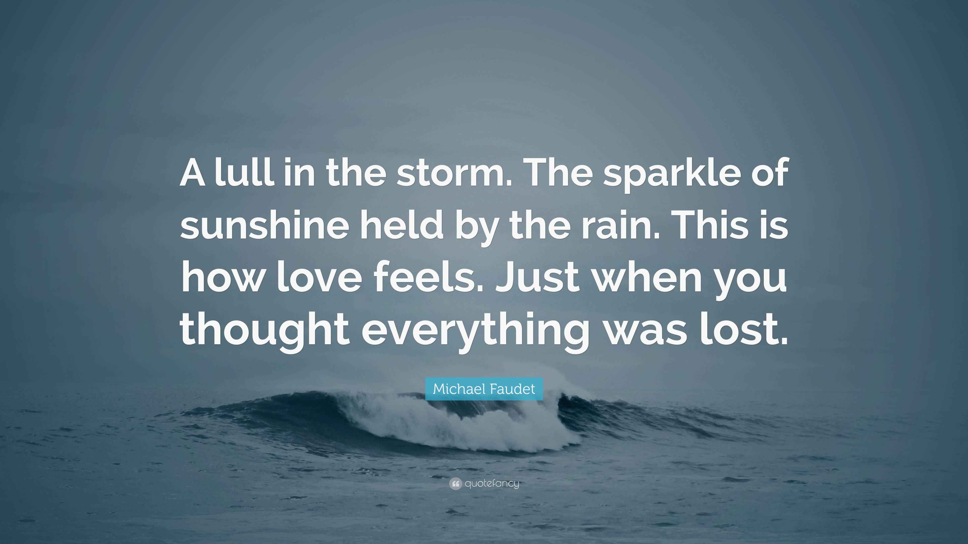 Michael Faudet Quote: “A lull in the storm. The sparkle of sunshine ...