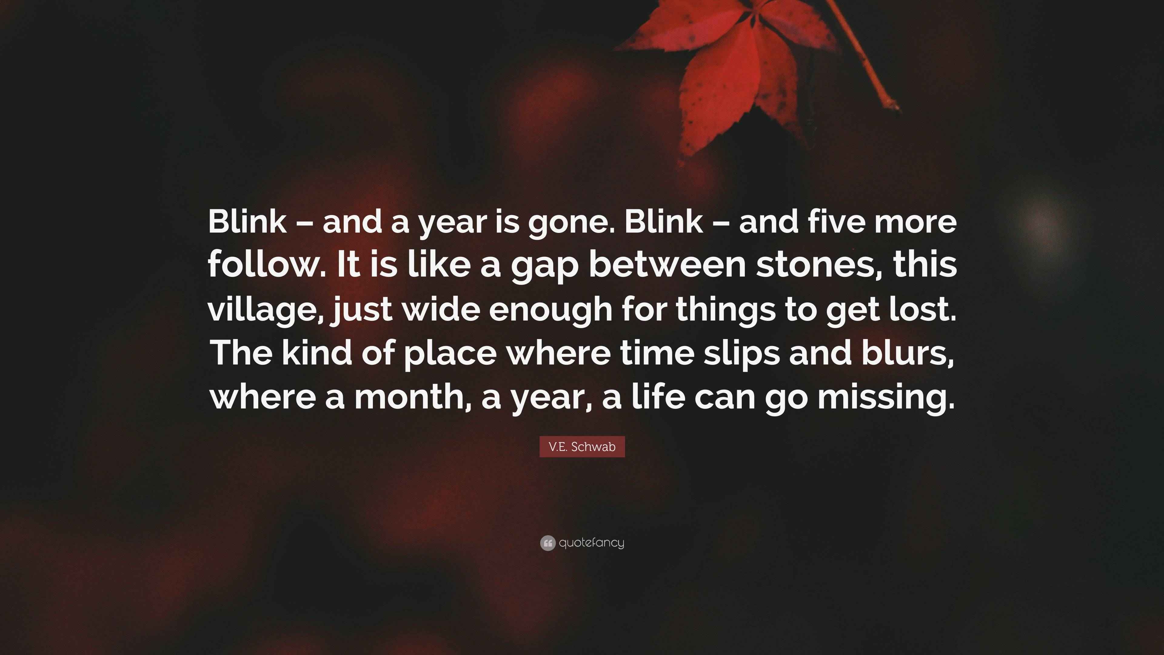 V.E. Schwab Quote: “Blink – and a year is gone. Blink – and five more ...