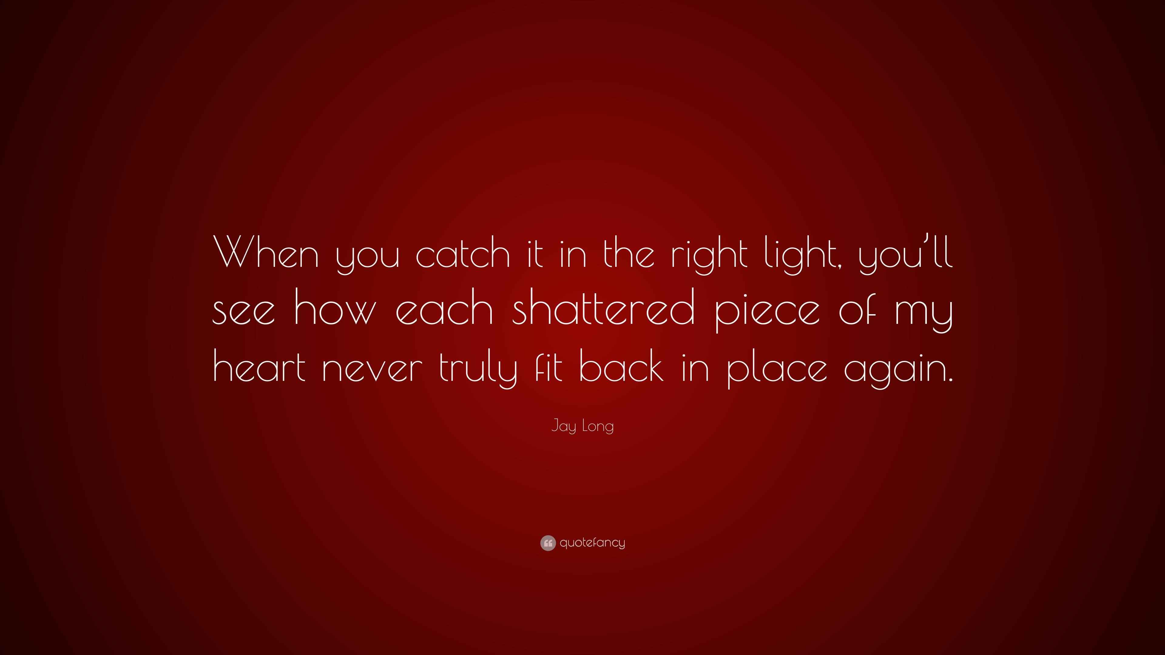 Jay Long Quote: “When you catch it in the right light, you’ll see how ...