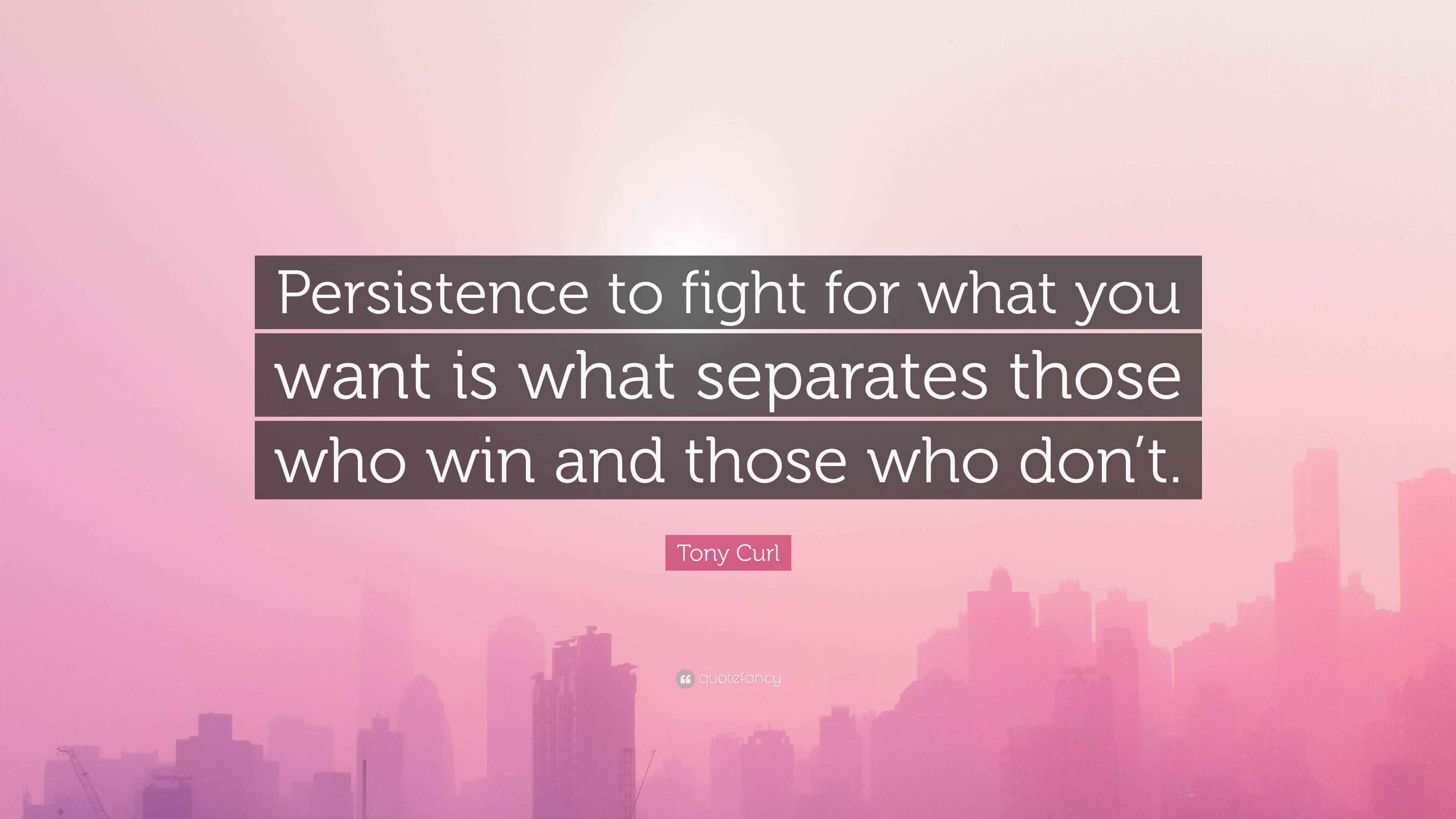Tony Curl Quote: “Persistence to fight for what you want is what ...