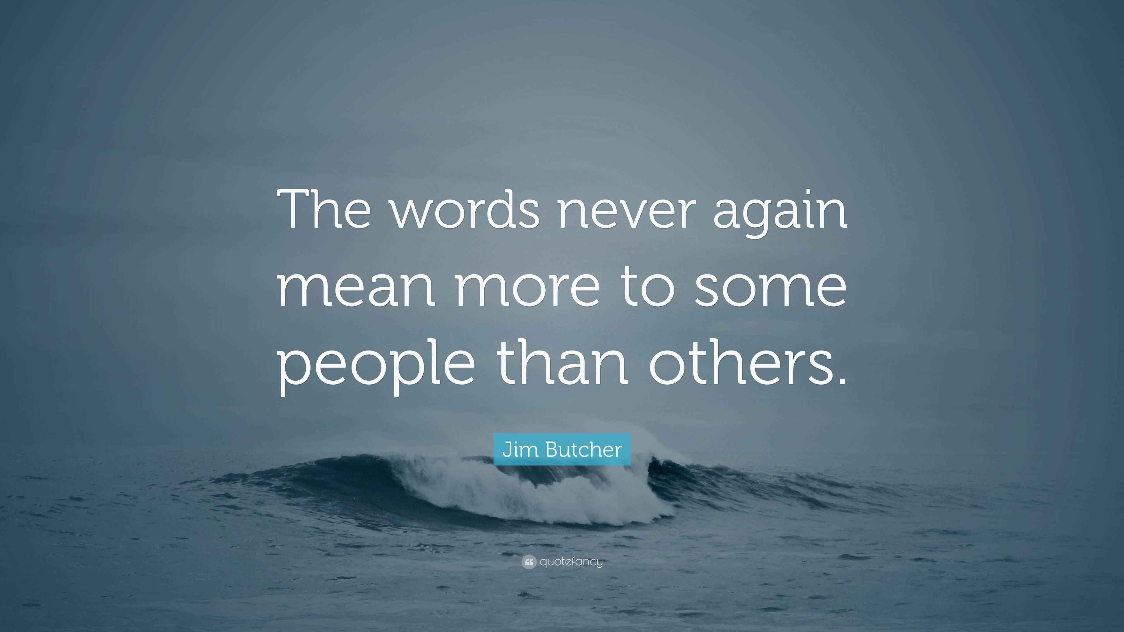 Jim Butcher Quote: “The words never again mean more to some people than ...