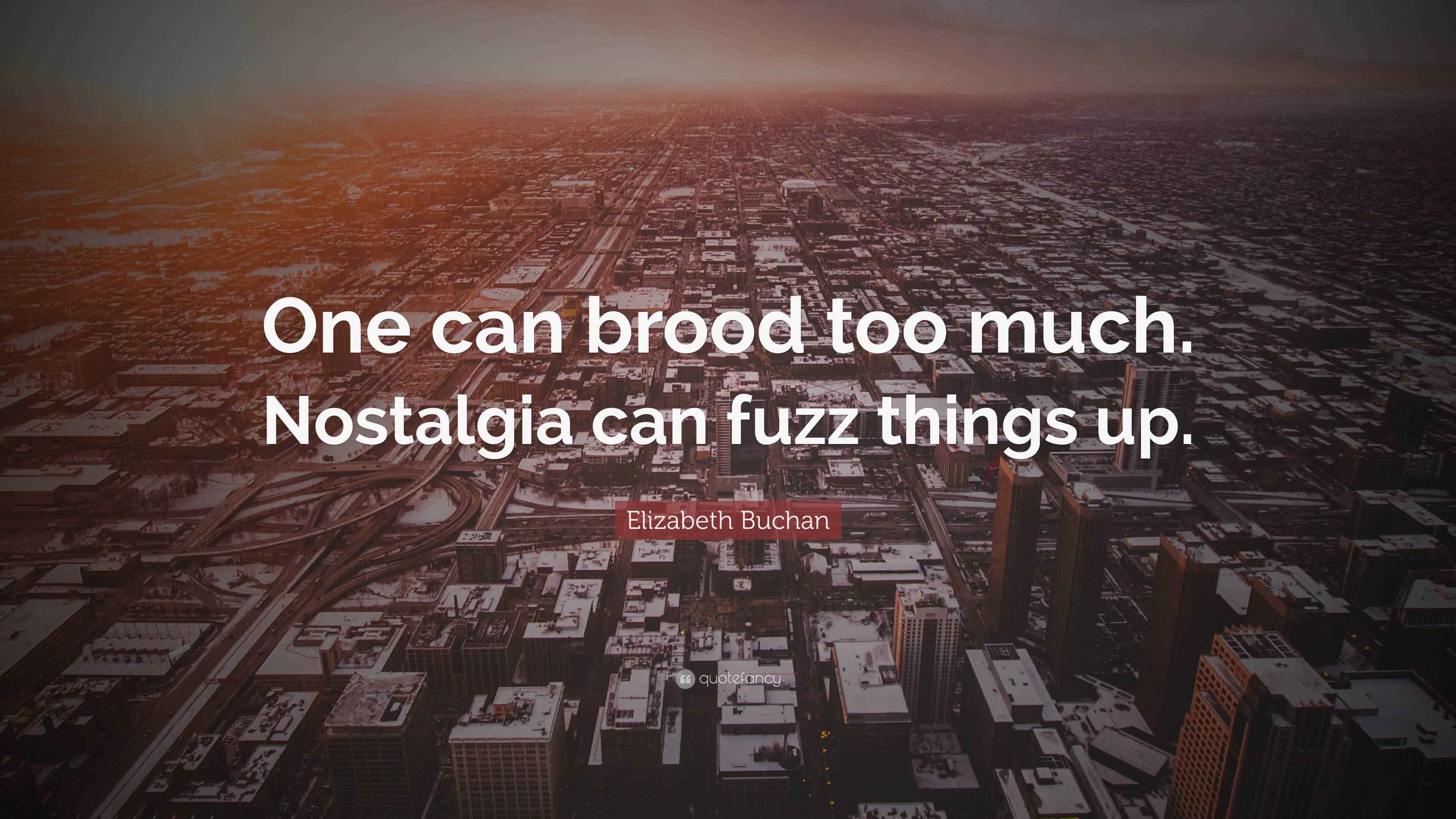 Elizabeth Buchan Quote: “One can brood too much. Nostalgia can fuzz ...