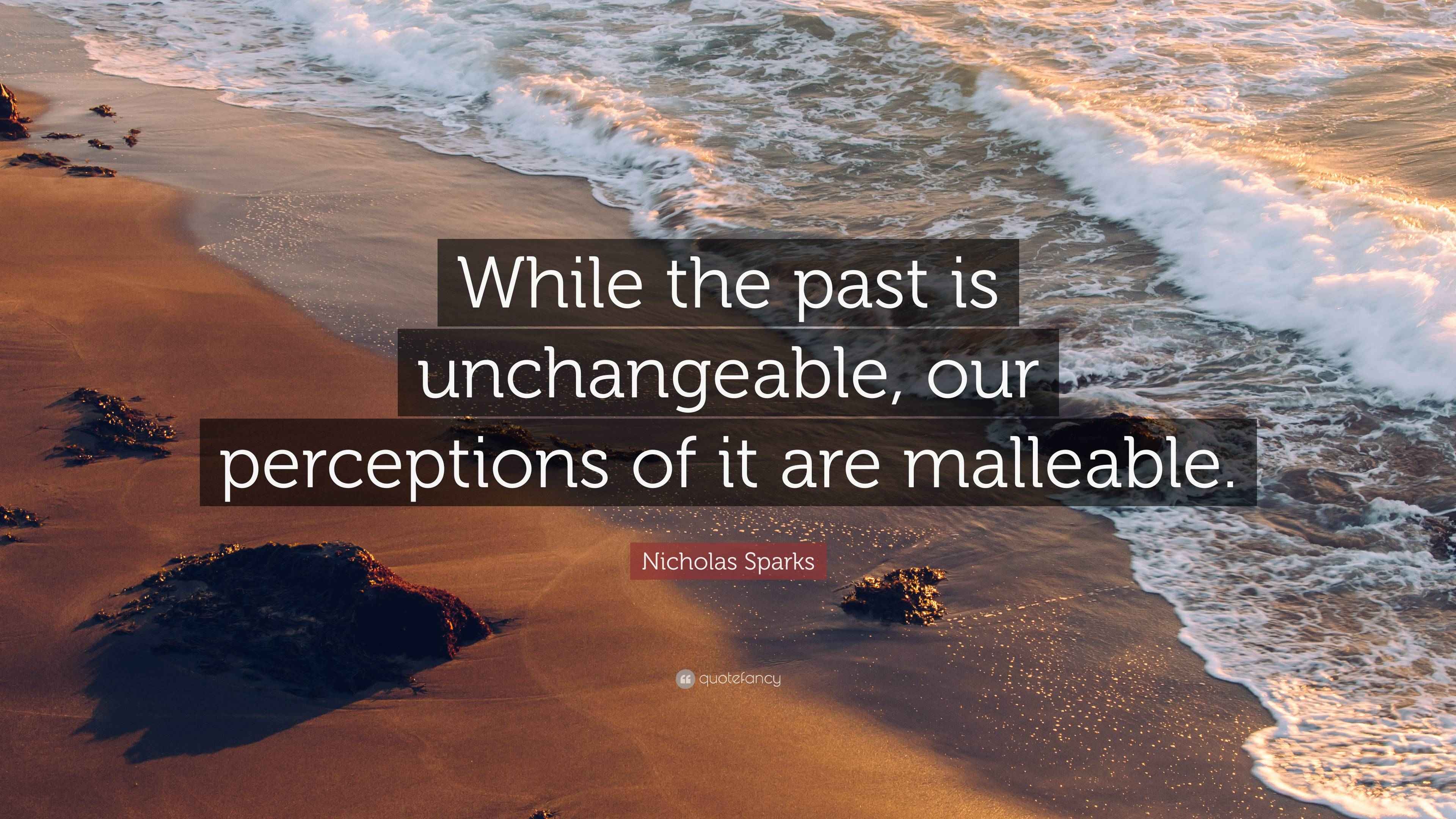 Nicholas Sparks Quote: “While the past is unchangeable, our perceptions ...