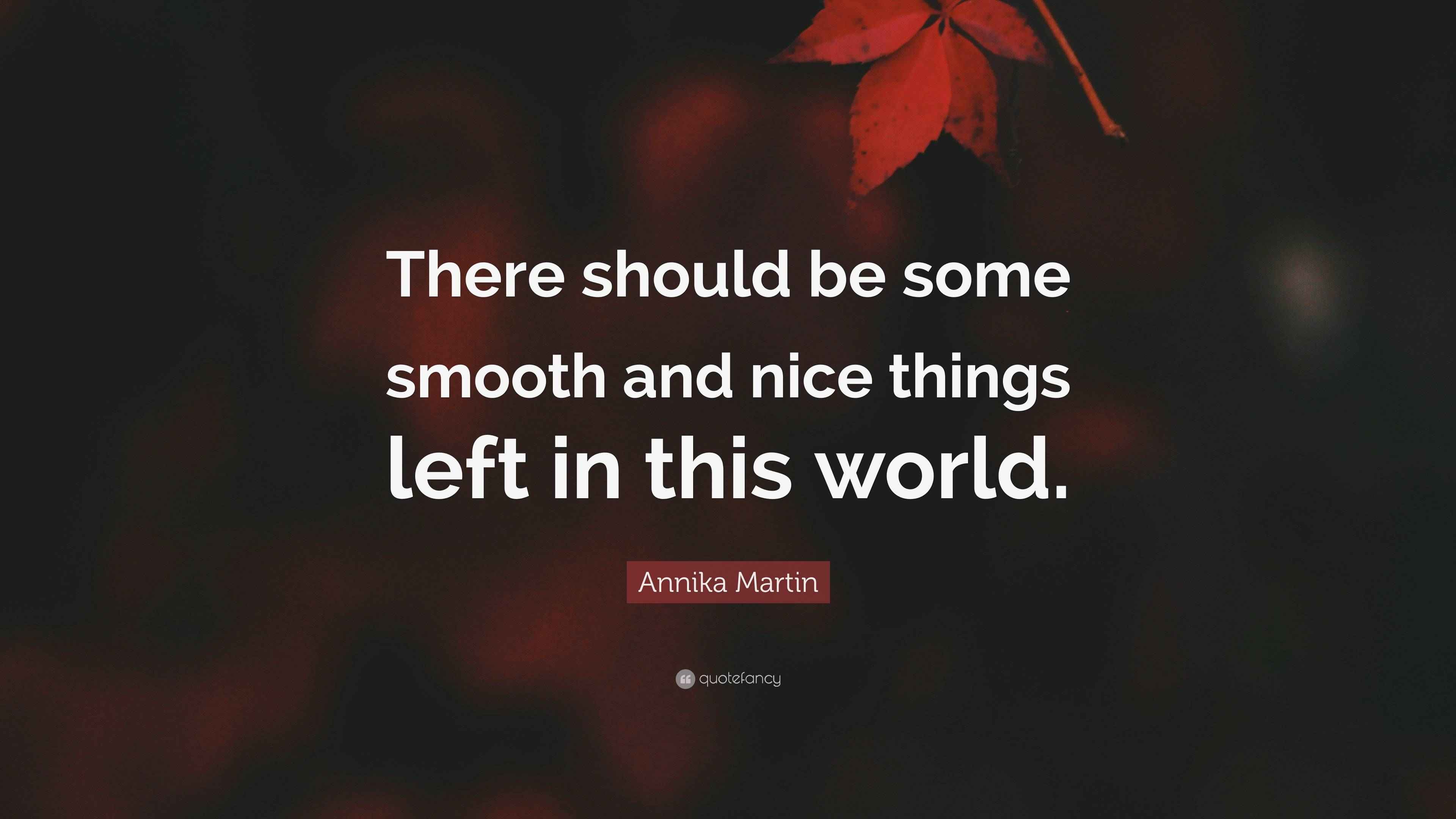 Annika Martin Quote: “There should be some smooth and nice things left ...