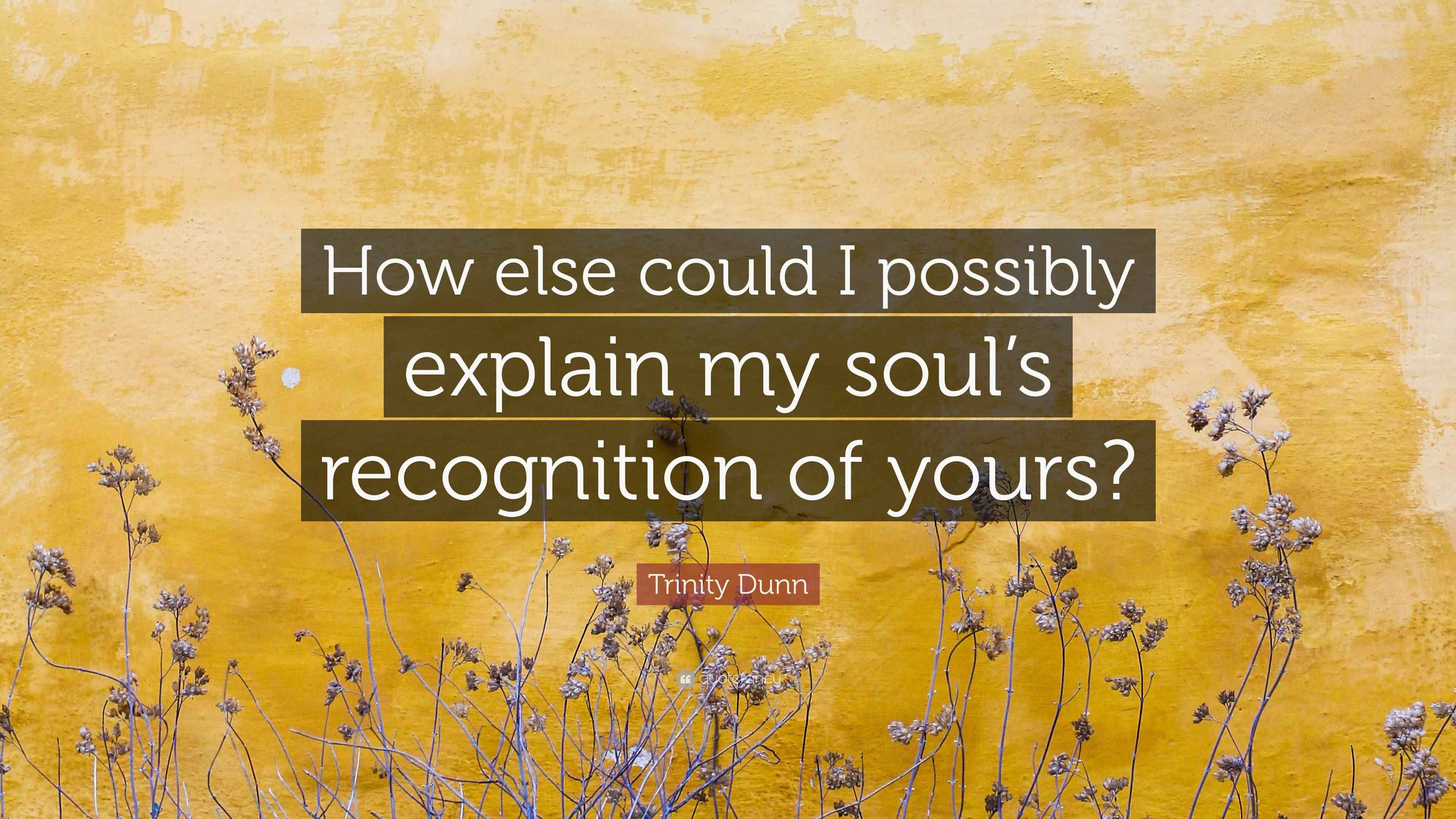 Trinity Dunn Quote: “How else could I possibly explain my soul’s ...