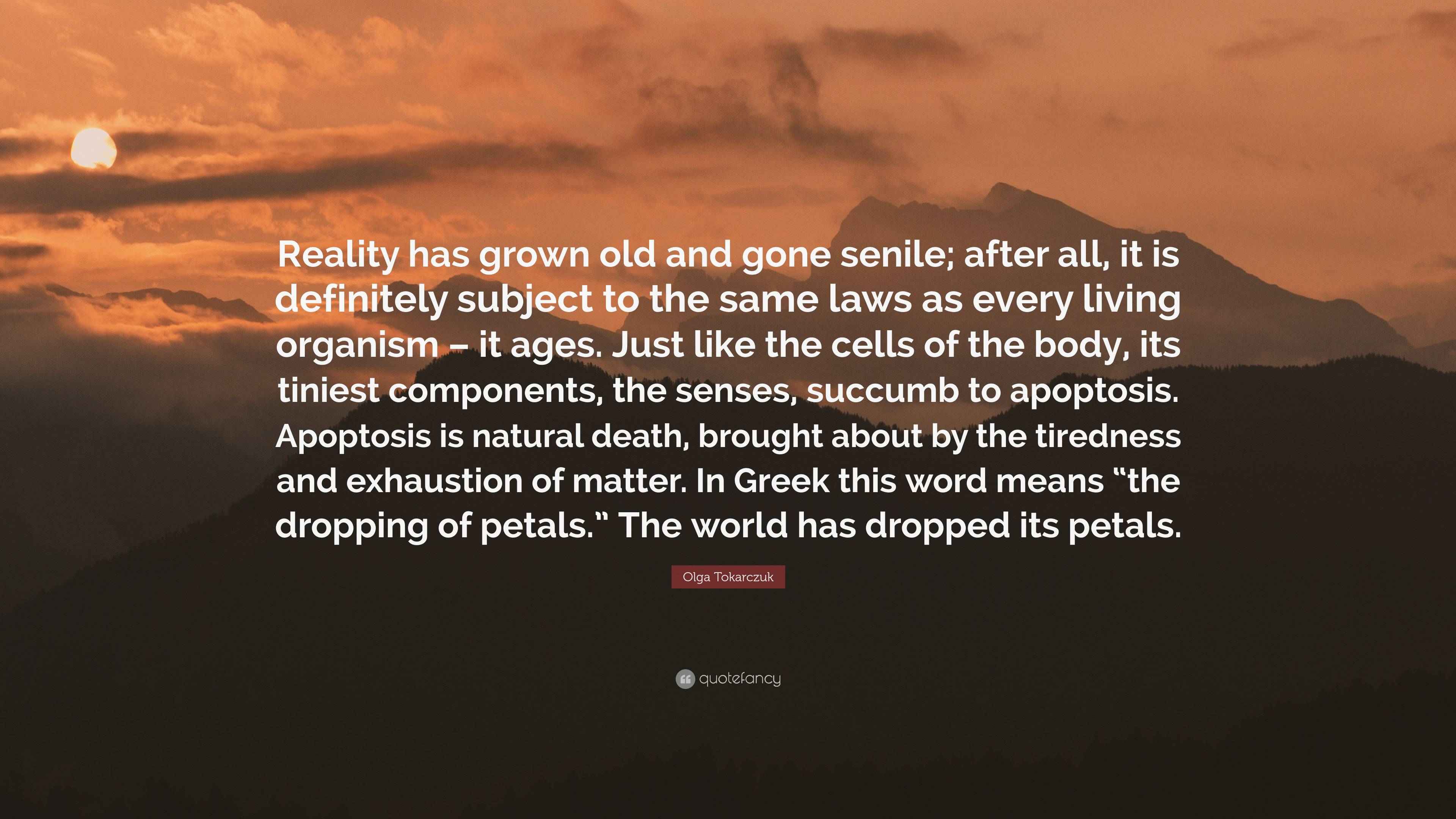 Olga Tokarczuk Quote: “Reality has grown old and gone senile; after all ...