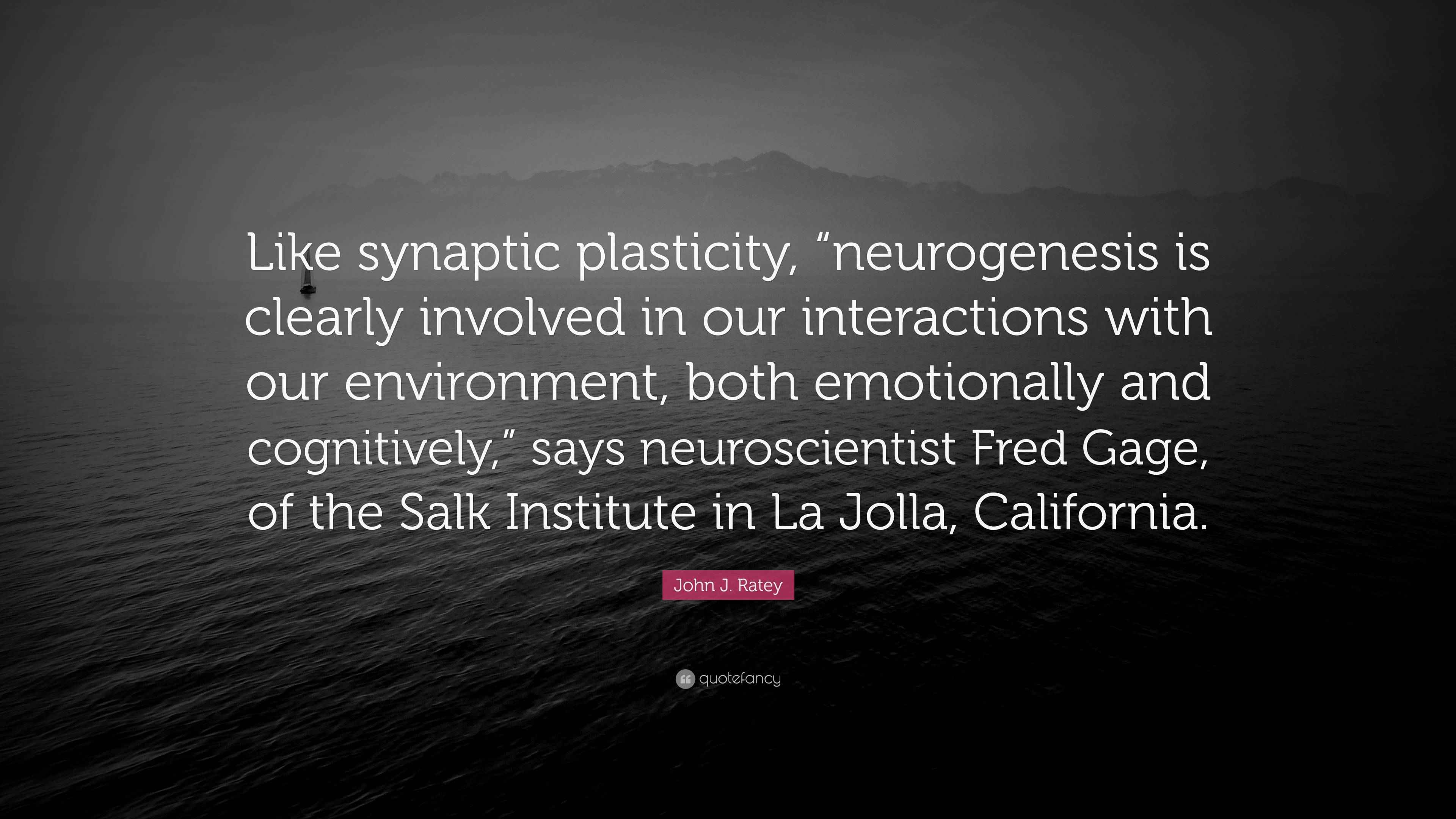 John J. Ratey Quote: “Like synaptic plasticity, “neurogenesis is ...