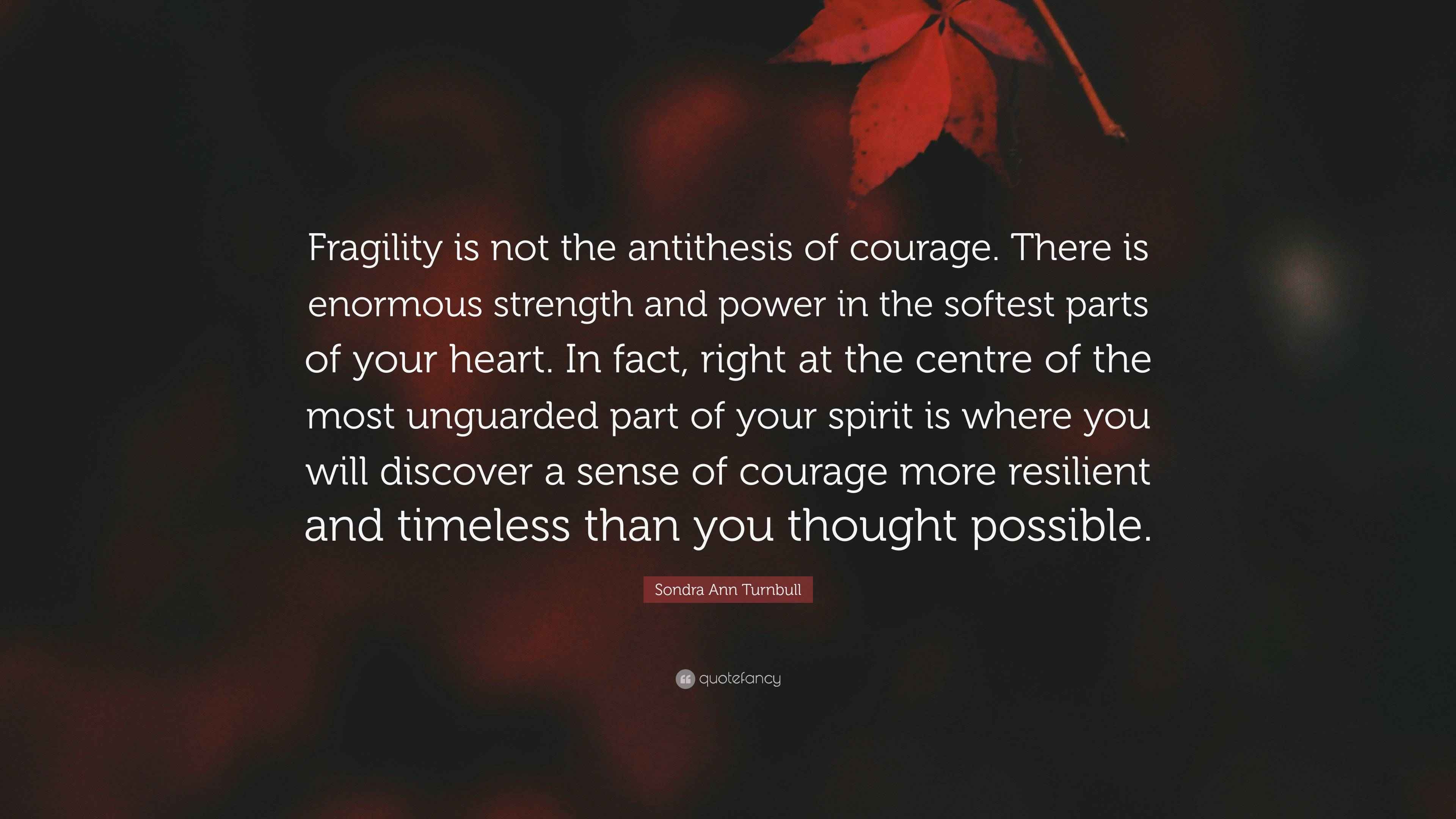 Sondra Ann Turnbull Quote: “Fragility is not the antithesis of courage ...