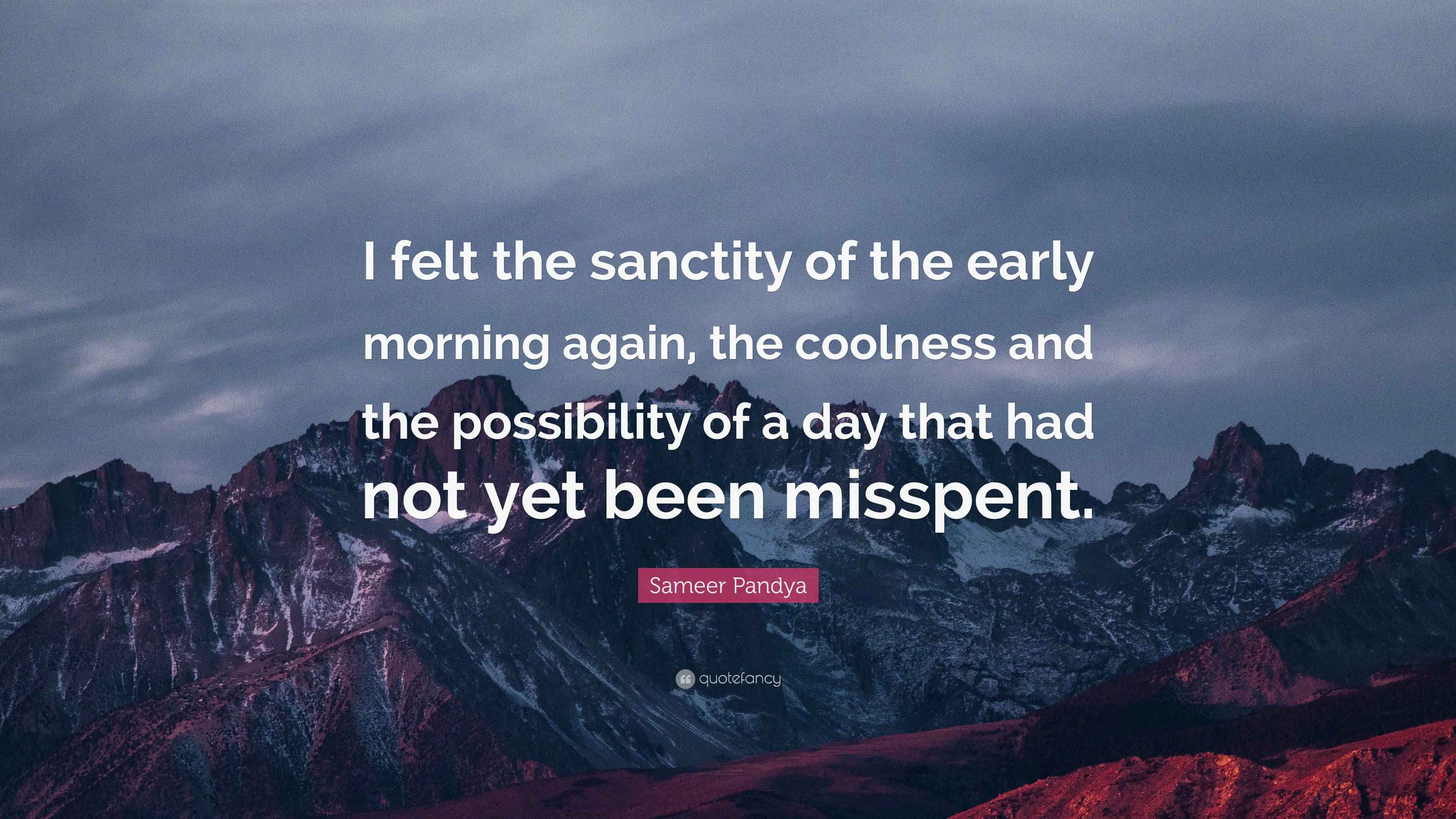 Sameer Pandya Quote: “I felt the sanctity of the early morning again ...