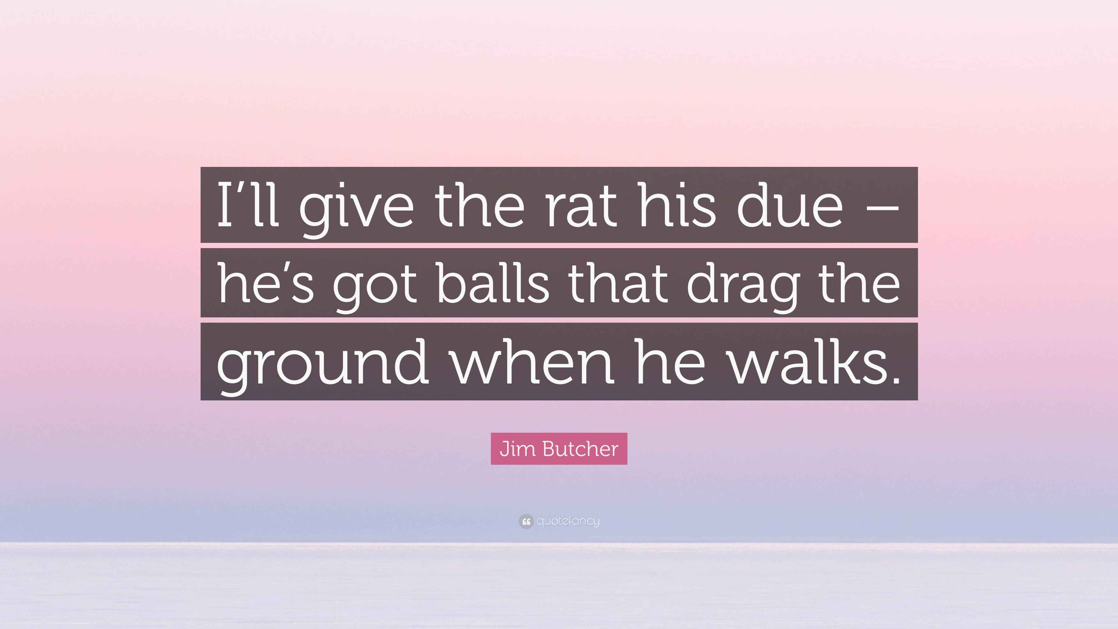 Jim Butcher Quote: “I’ll give the rat his due – he’s got balls that ...