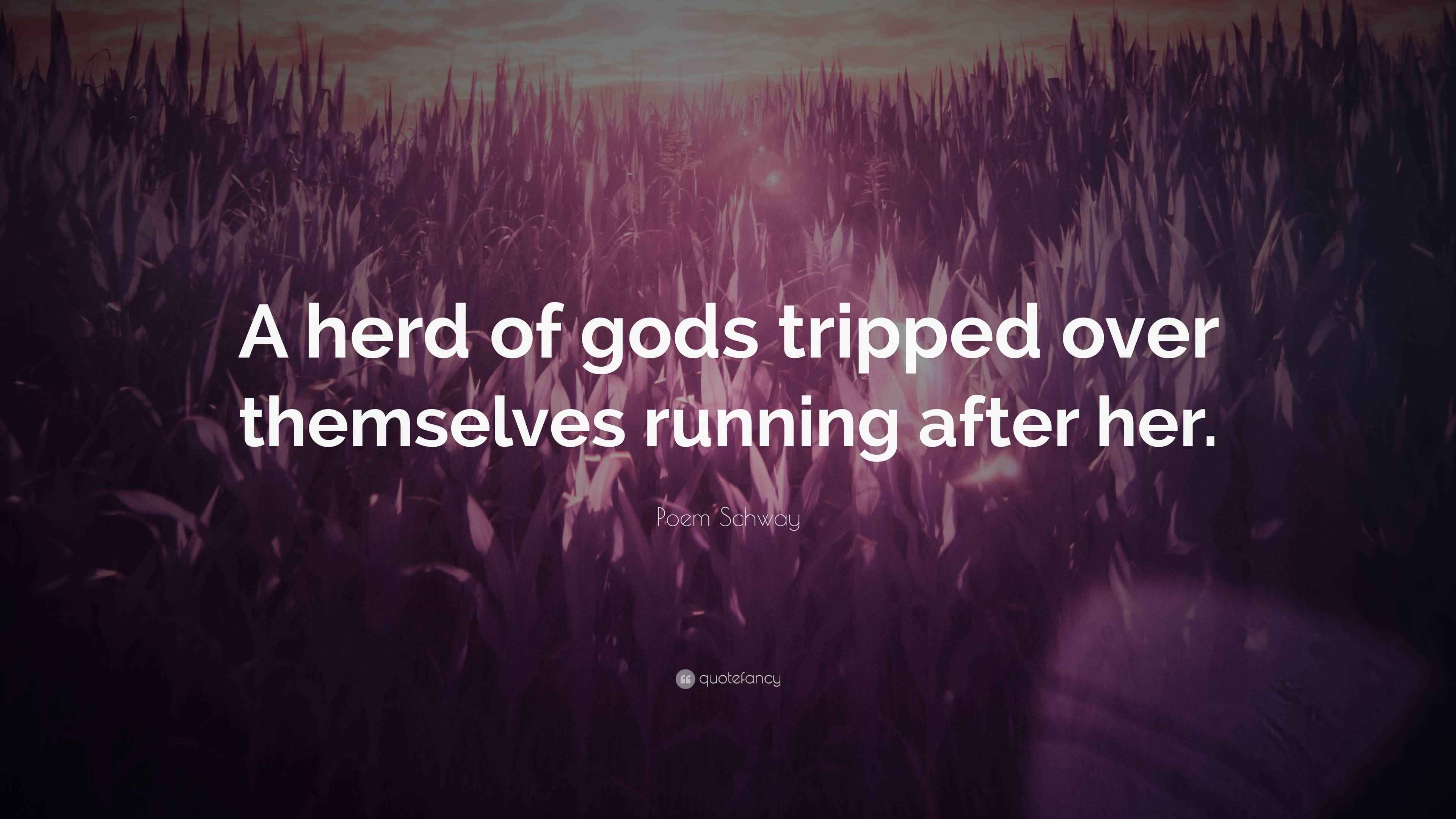 Poem Schway Quote: “A herd of gods tripped over themselves running ...