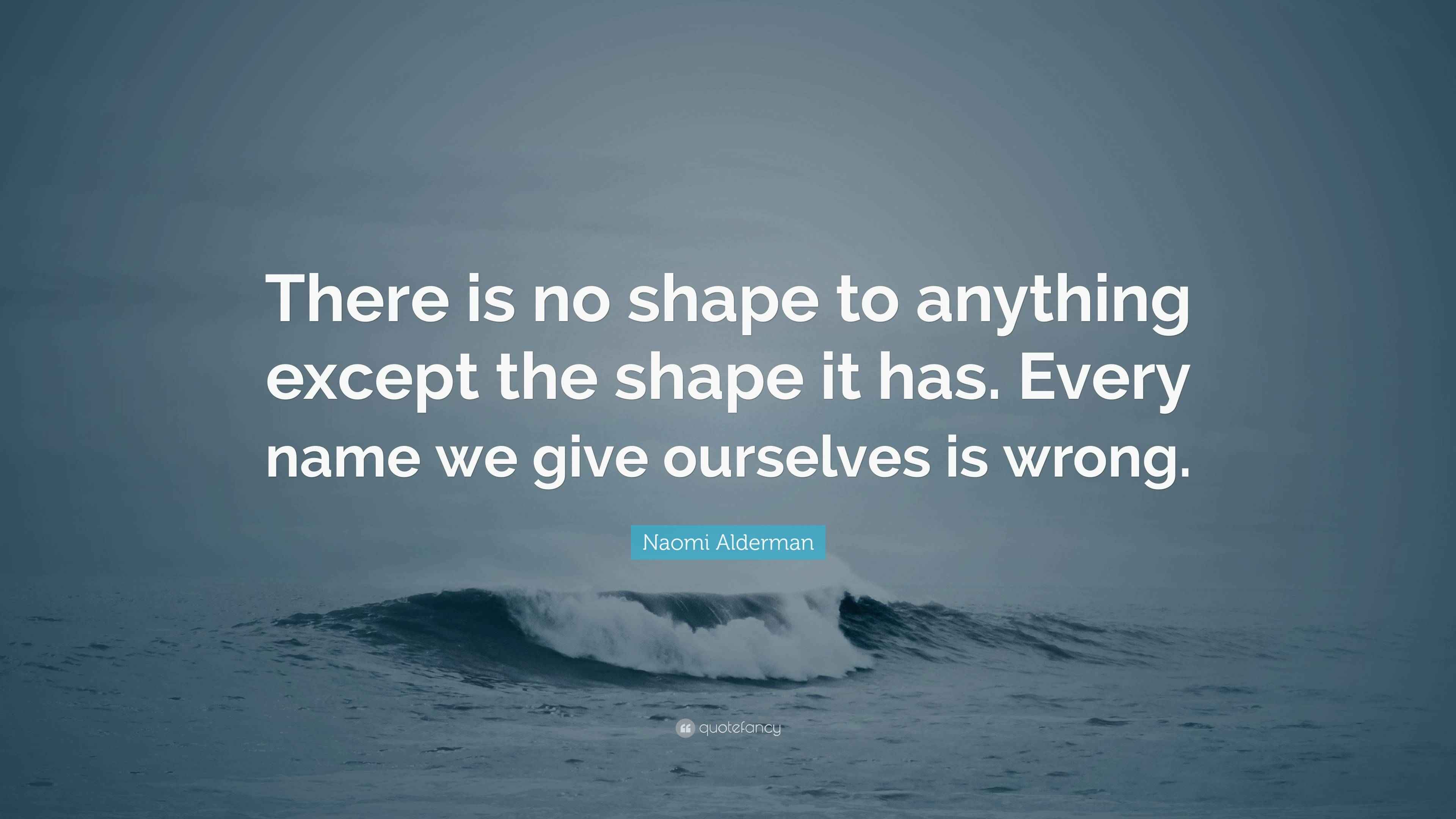 Naomi Alderman Quote: “There is no shape to anything except the shape ...