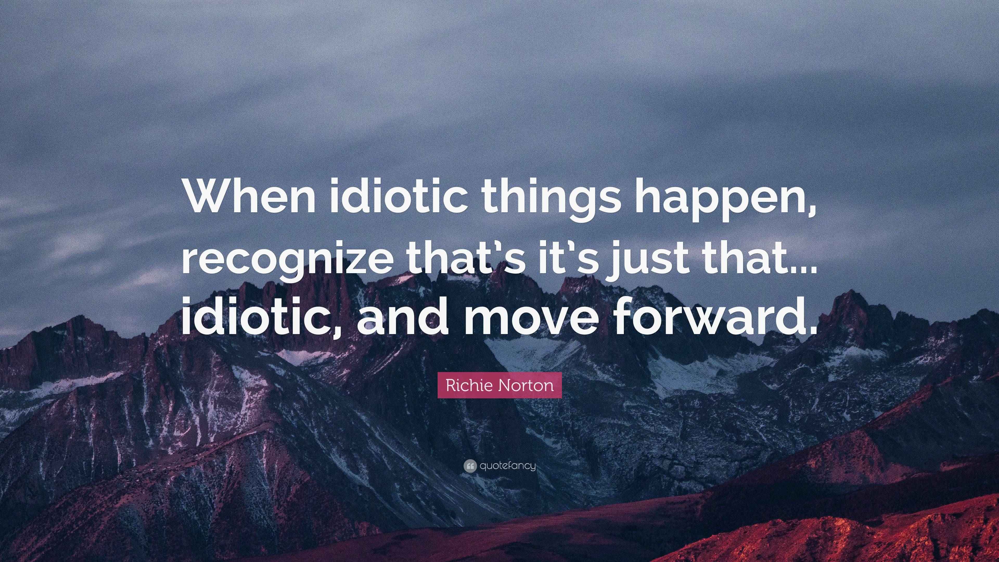 Richie Norton Quote: “When idiotic things happen, recognize that’s it’s ...