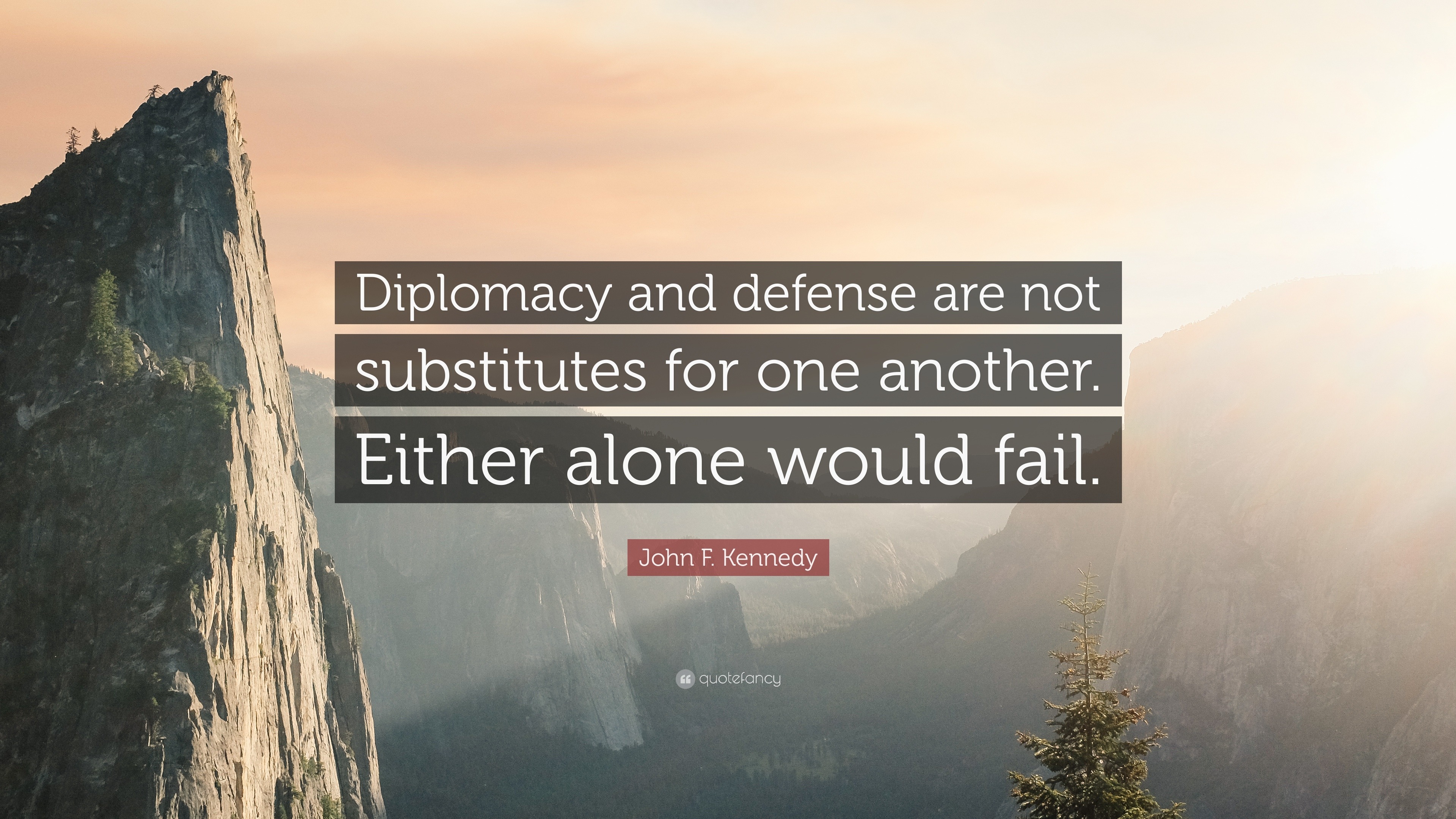 John F. Kennedy Quote: “Diplomacy and defense are not substitutes for ...