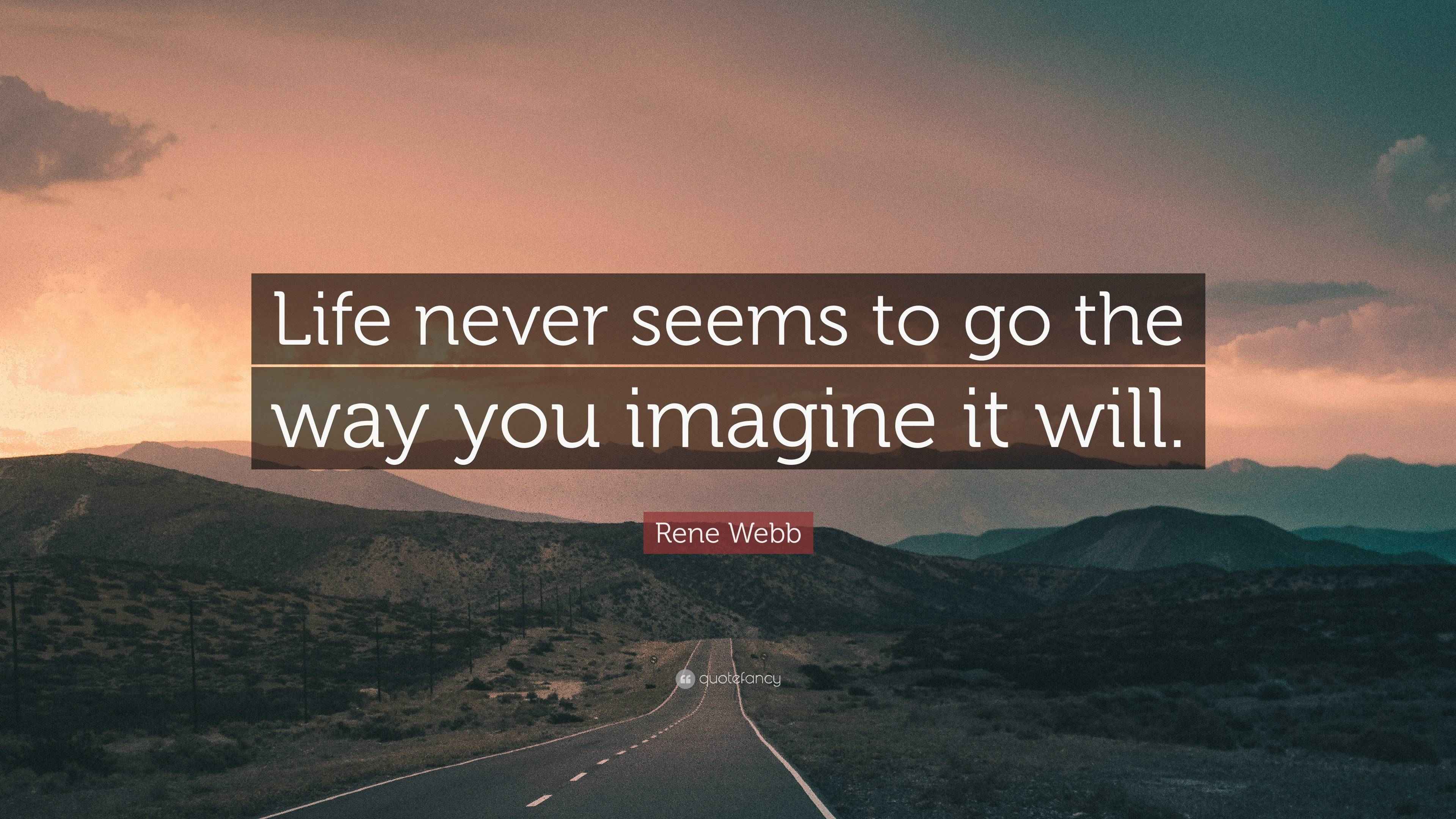 Rene Webb Quote: “Life never seems to go the way you imagine it will.”
