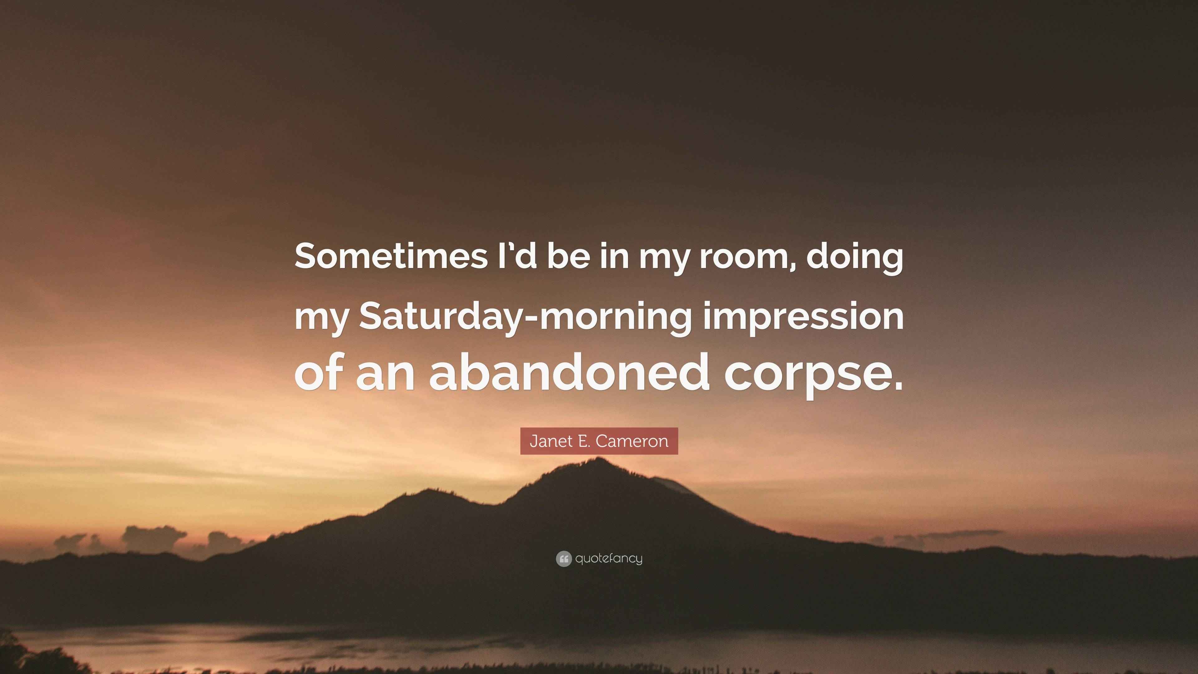 Janet E. Cameron Quote: “Sometimes I’d be in my room, doing my Saturday ...