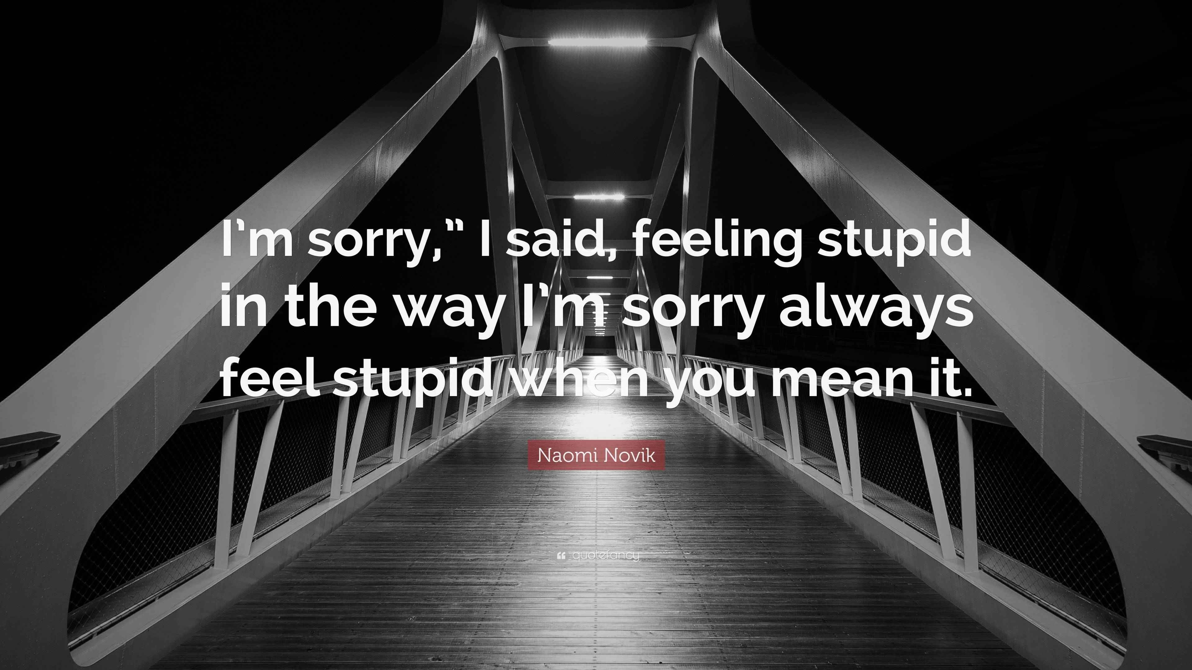 Naomi Novik Quote: “I’m sorry,” I said, feeling stupid in the way I’m ...