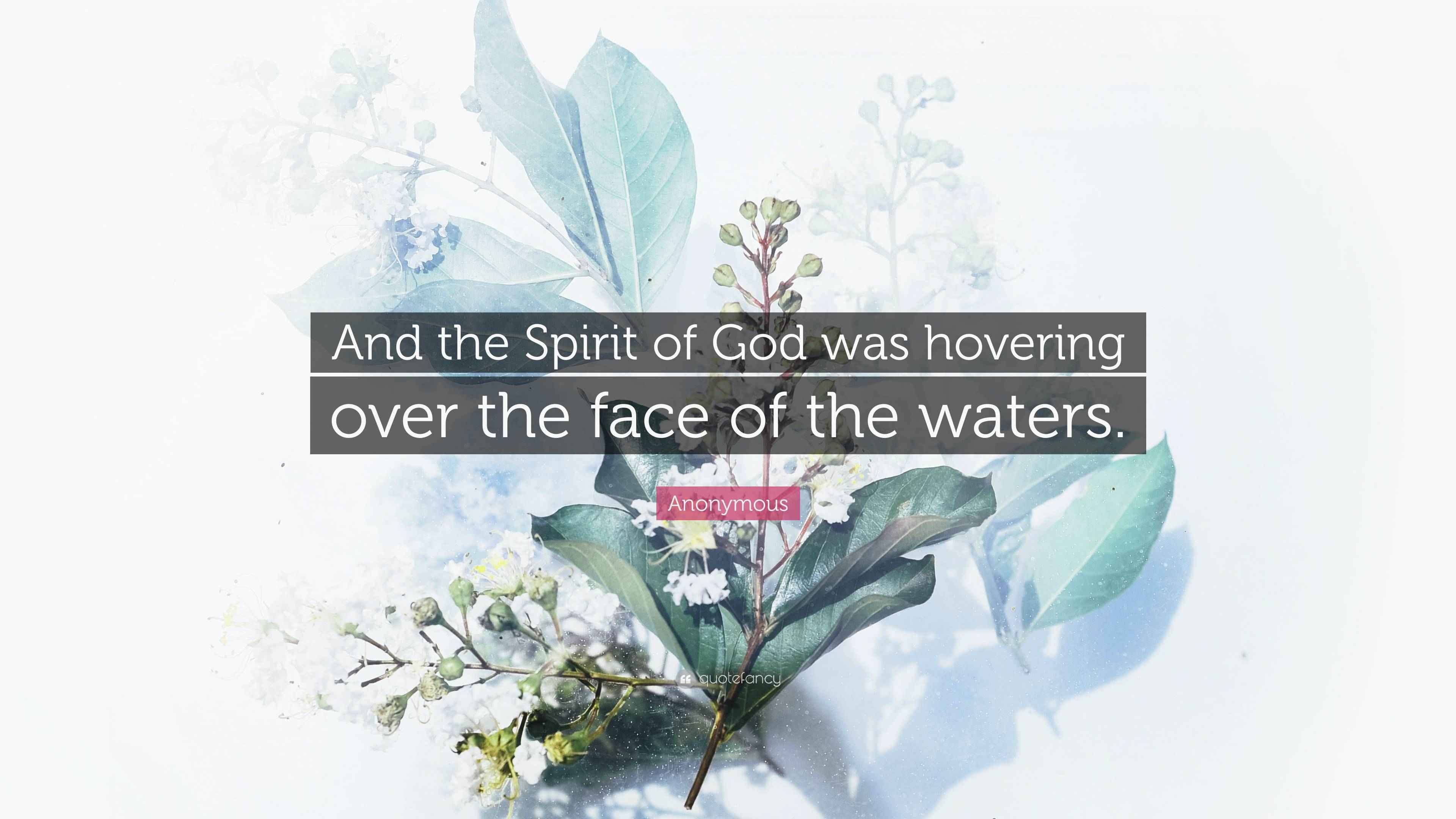 Anonymous Quote: “And the Spirit of God was hovering over the face of ...