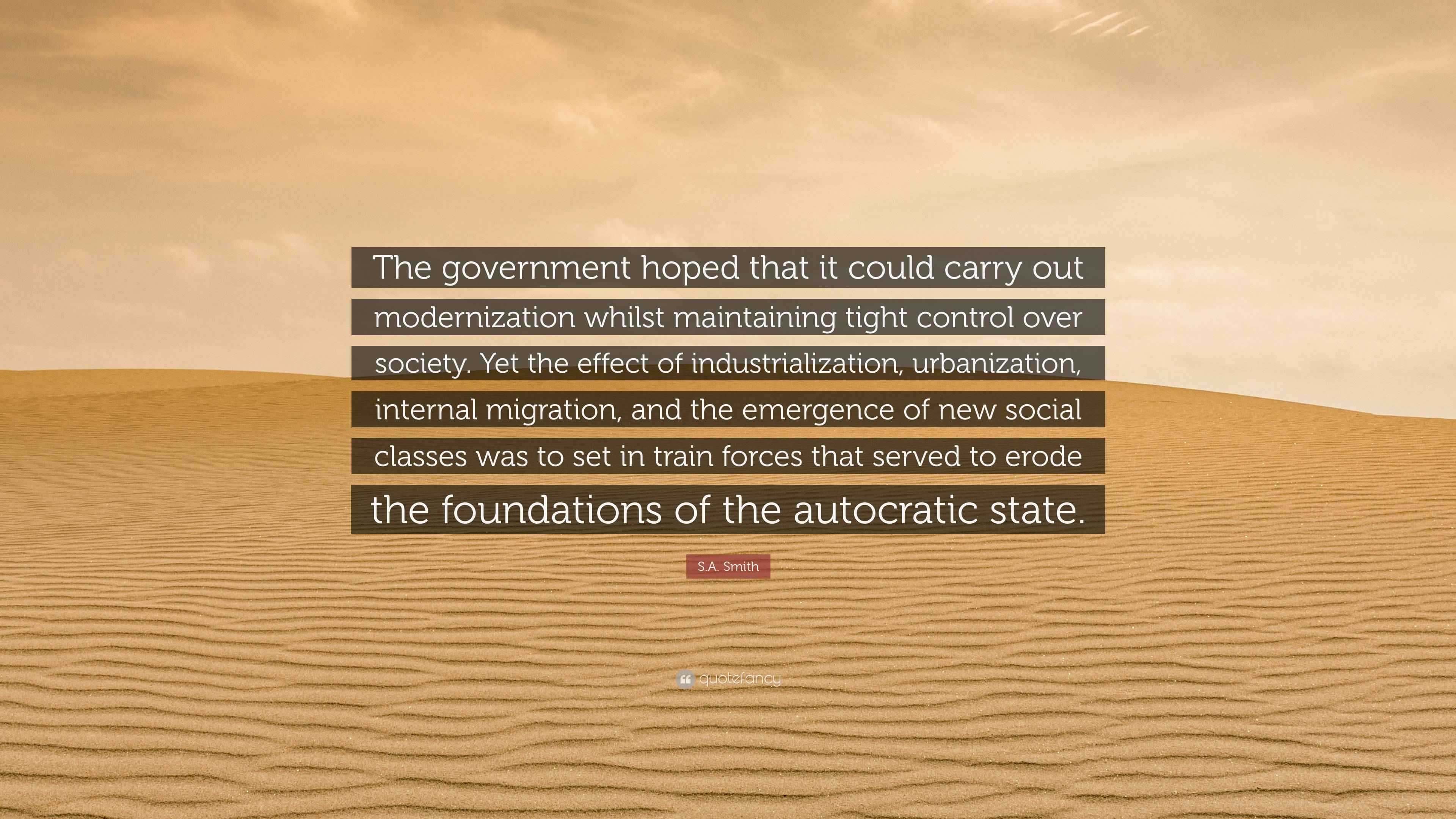 S.A. Smith Quote: “The government hoped that it could carry out ...