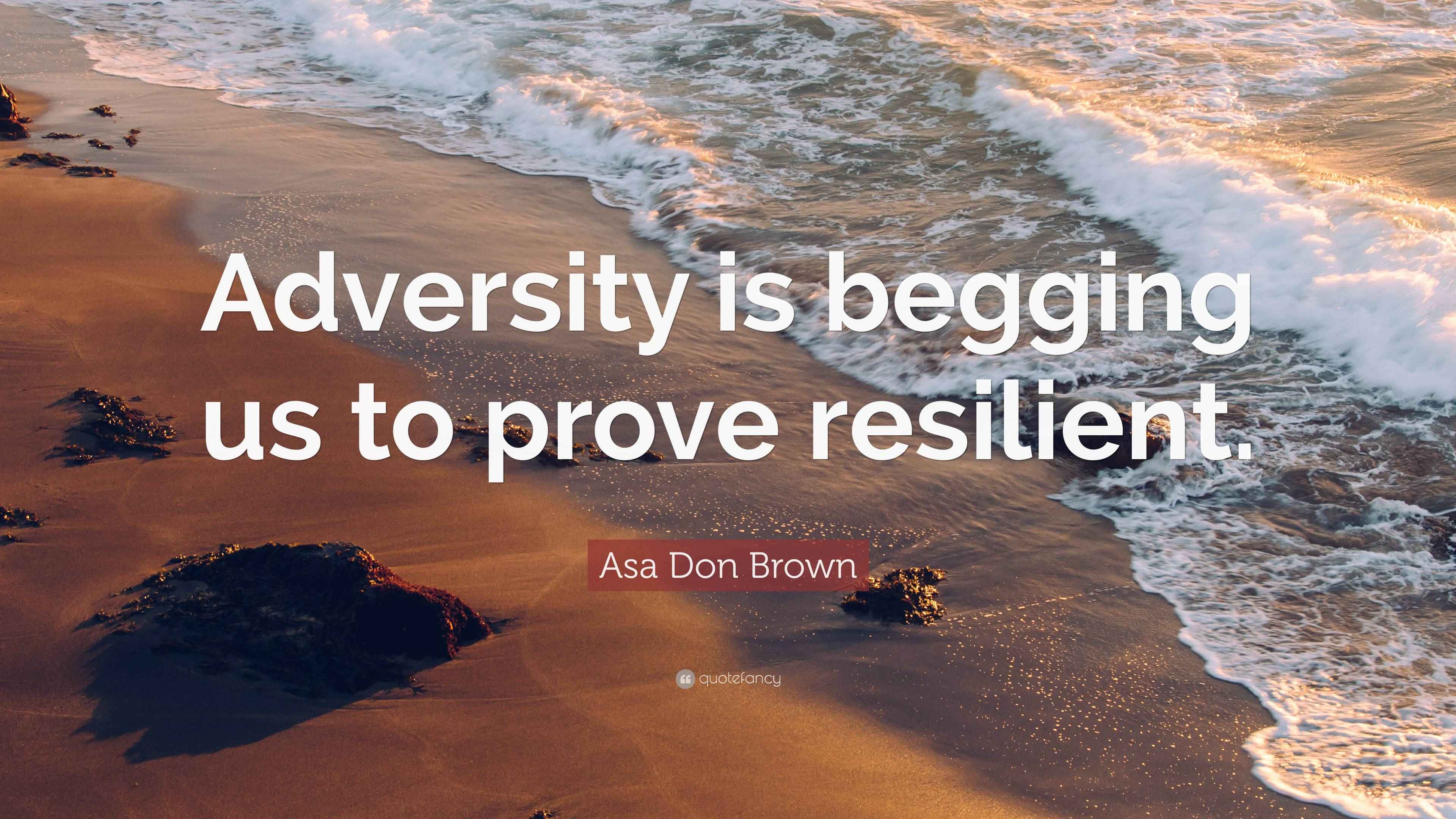 Asa Don Brown Quote: “Adversity is begging us to prove resilient.”