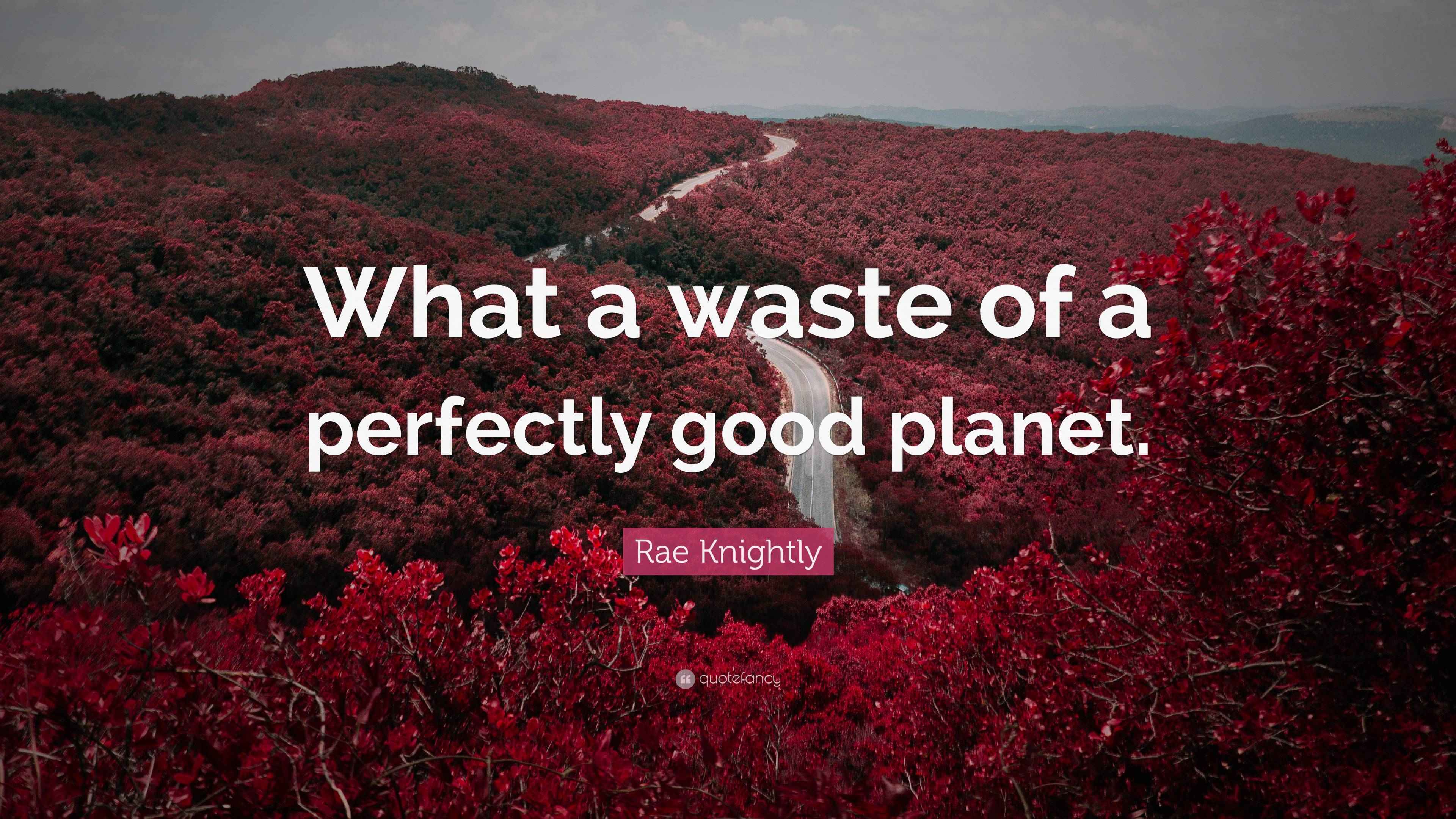 Rae Knightly Quote: “What a waste of a perfectly good planet.”