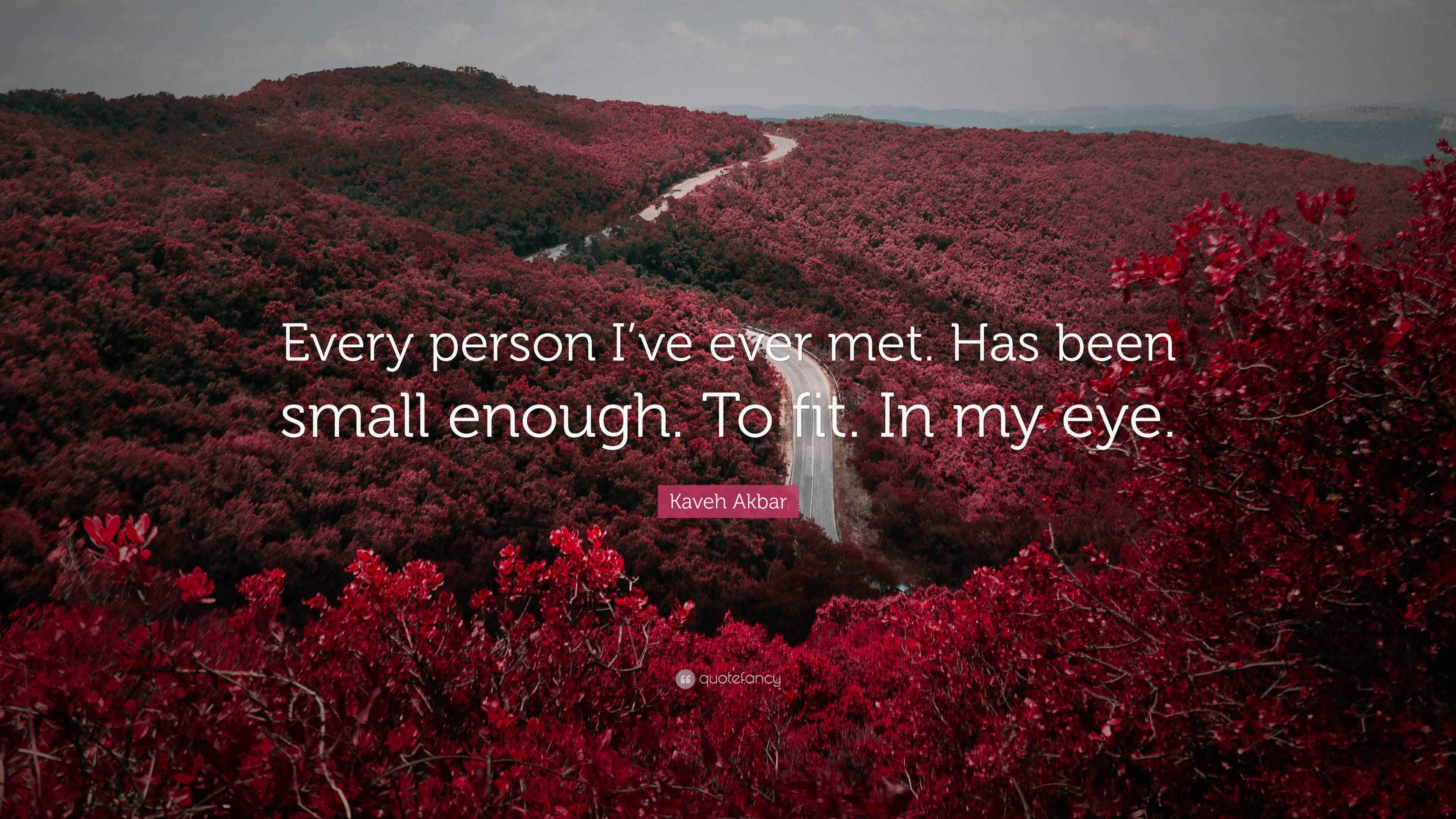 Kaveh Akbar Quote: “Every person I’ve ever met. Has been small enough ...