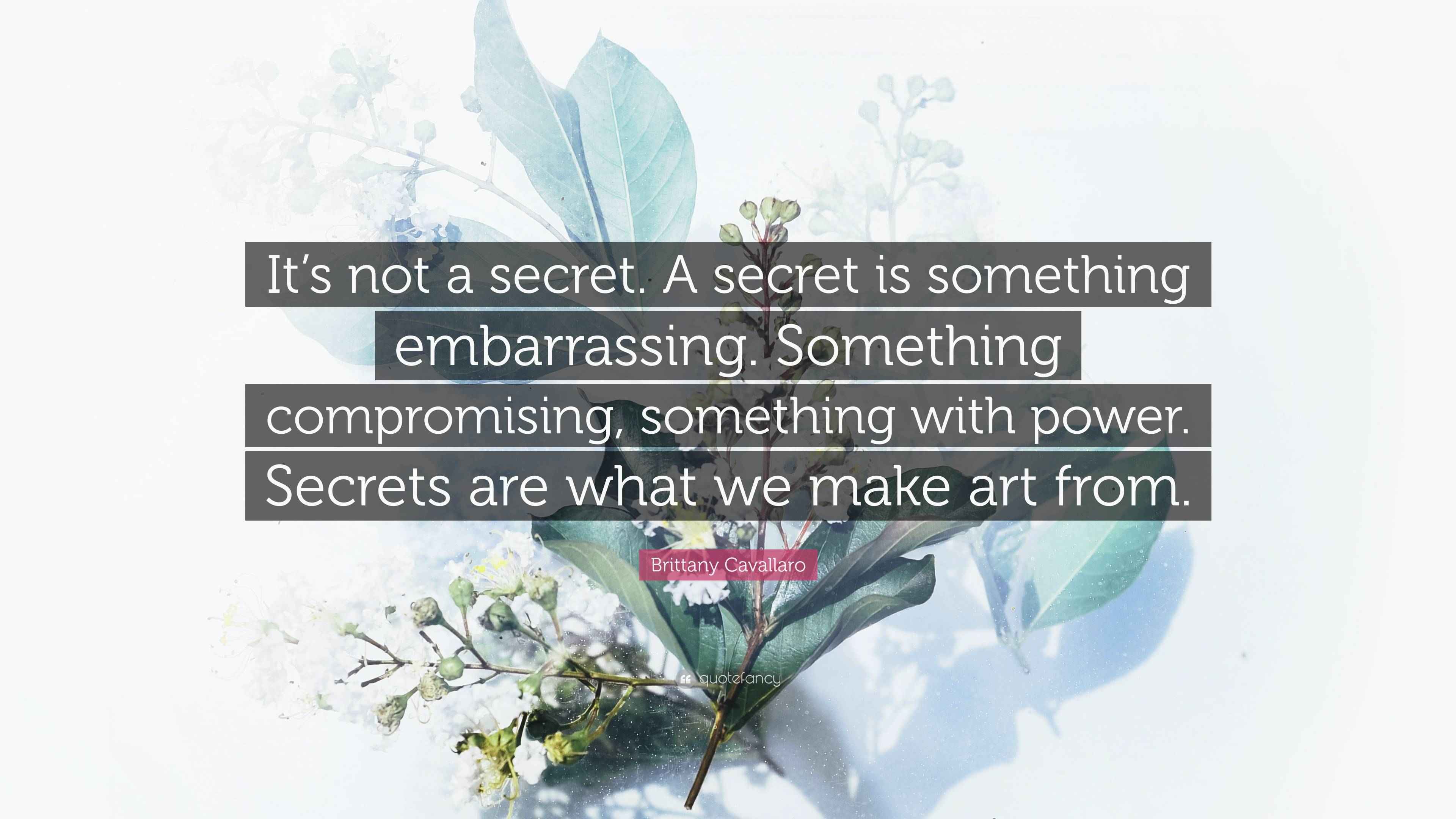 Brittany Cavallaro Quote: “It’s not a secret. A secret is something ...