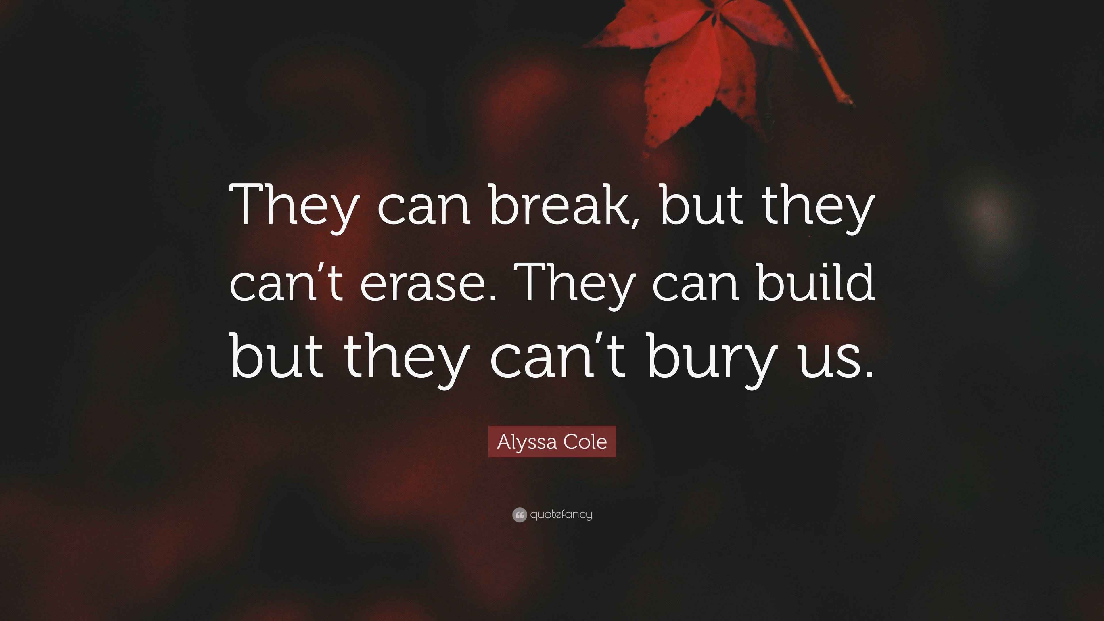 Alyssa Cole Quote: “They can break, but they can’t erase. They can ...