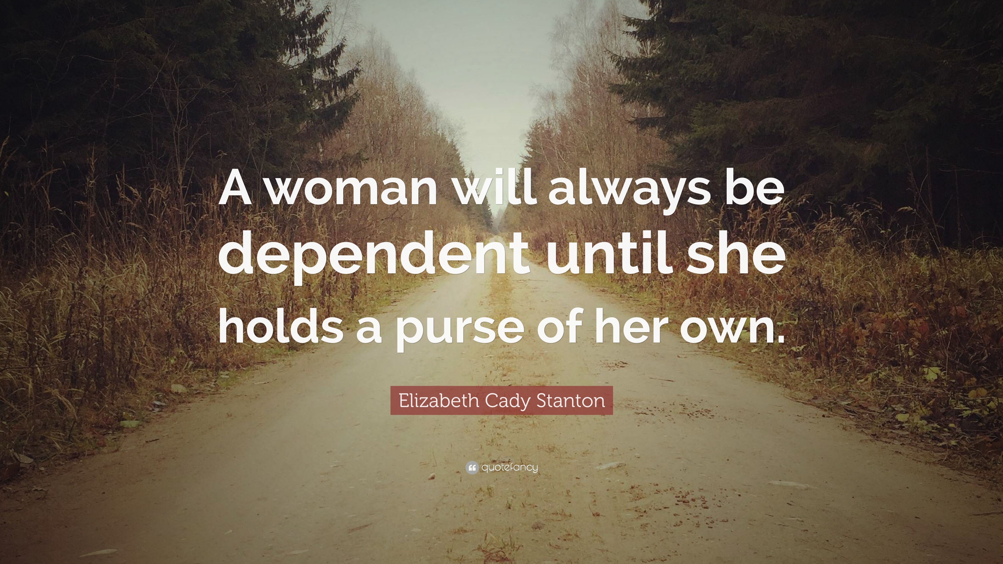 Elizabeth Cady Stanton Quote: “A woman will always be dependent until ...