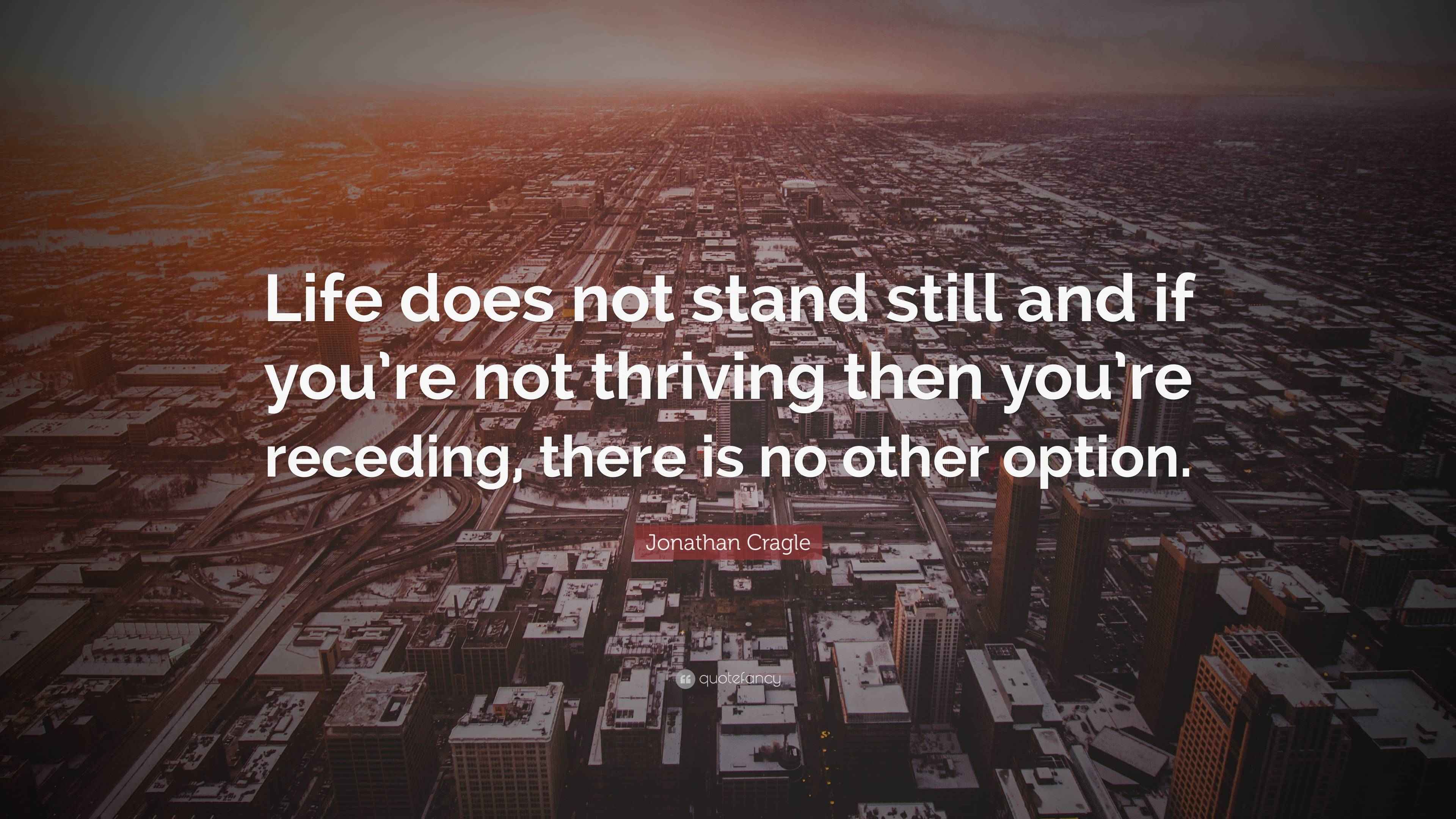 Jonathan Cragle Quote: “Life does not stand still and if you’re not thriving then you’re ...
