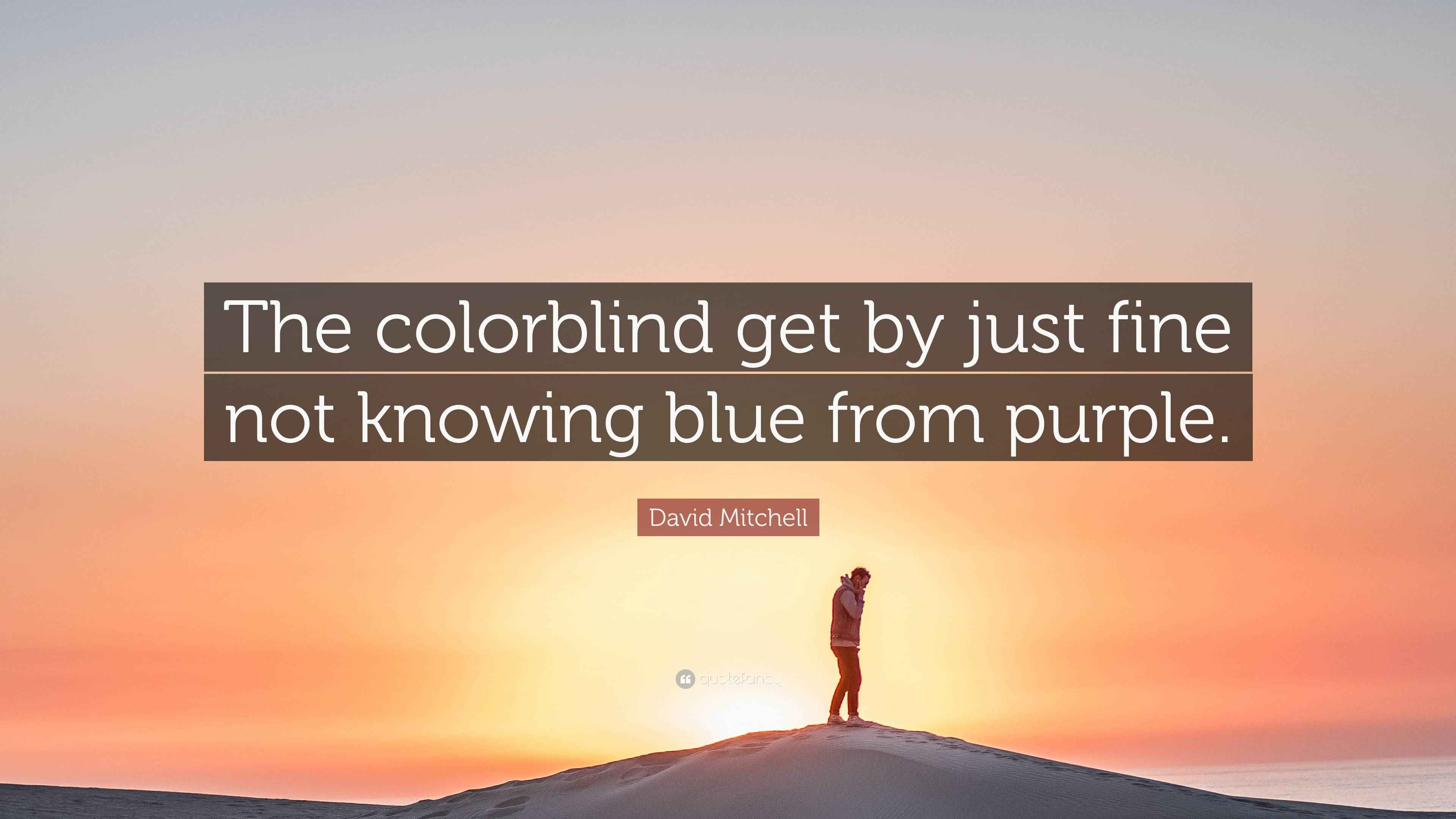 David Mitchell Quote: “The colorblind get by just fine not knowing blue ...